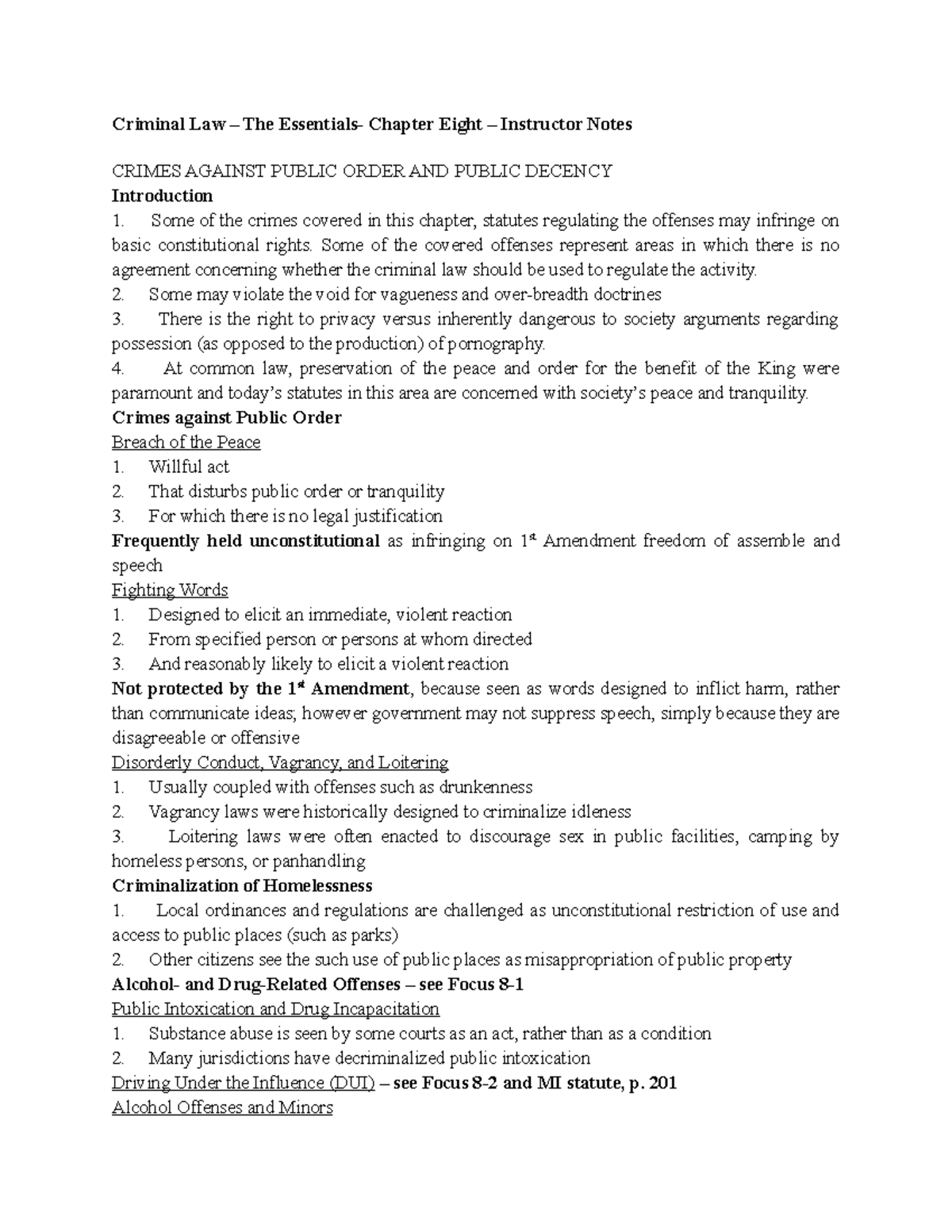 Crim Law Final Notes - Criminal Law – The Essentials- Chapter Eight ...