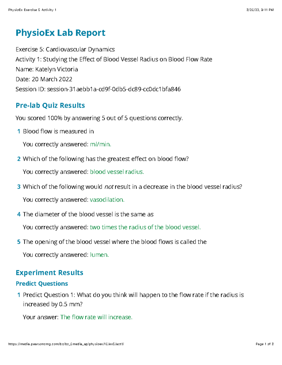 Physio Ex Exercise 5 Activity 1 Biol 260 OOH Human Physiology with Dr ...