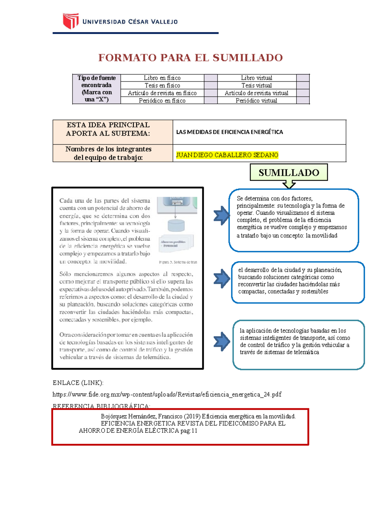 Sumillado 3 - es un trabajo de conociendo y informe - FORMATO PARA EL SUMILLADO Tipo de fuente ...
