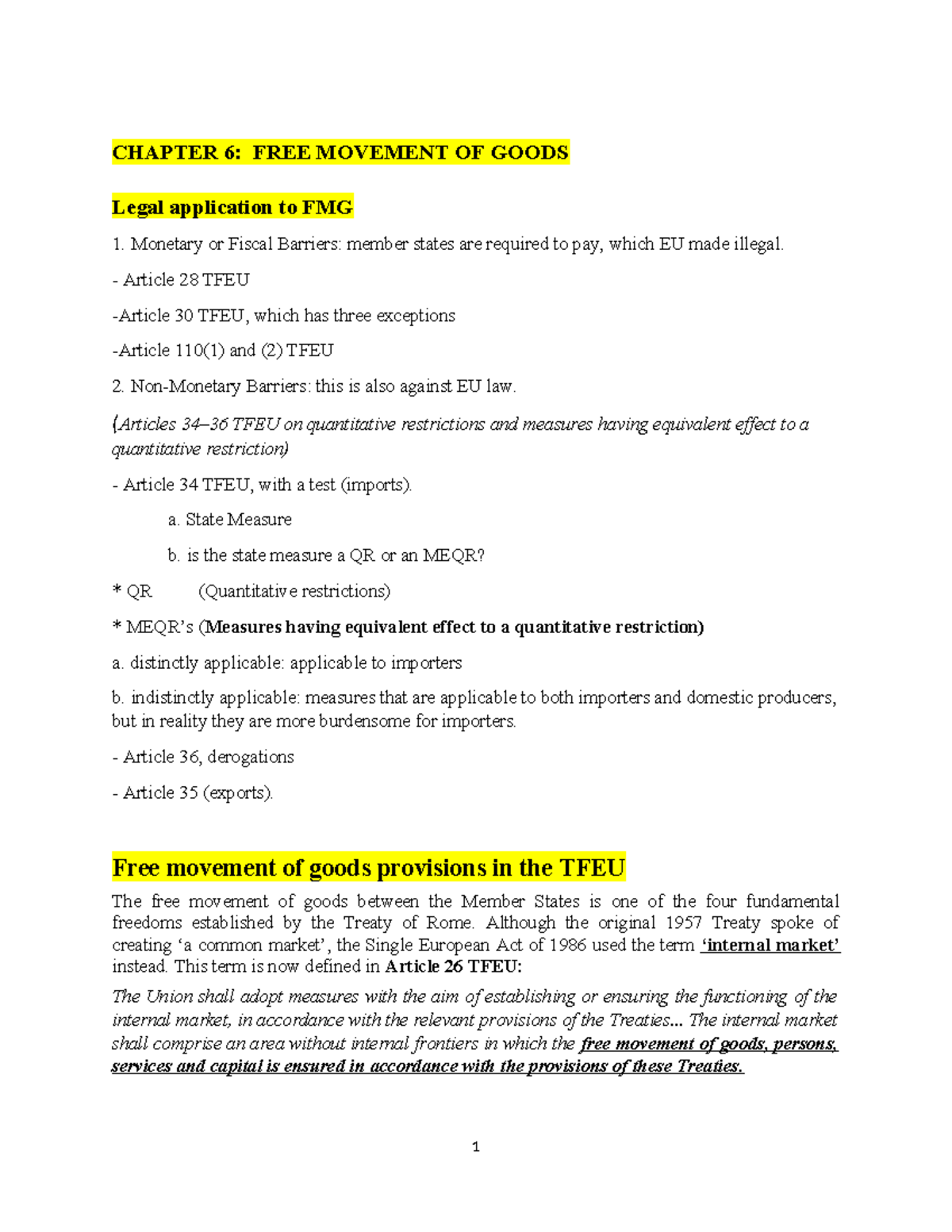Chapter 6 Free Movement of Goods - CHAPTER 6: FREE MOVEMENT OF GOODS ...
