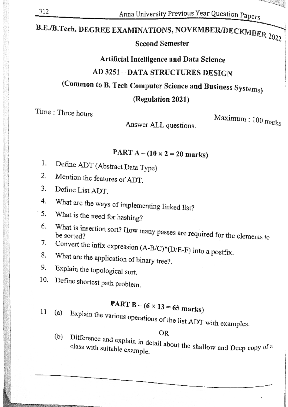 Question papers nlp - Computer Science and Engineering - Studocu