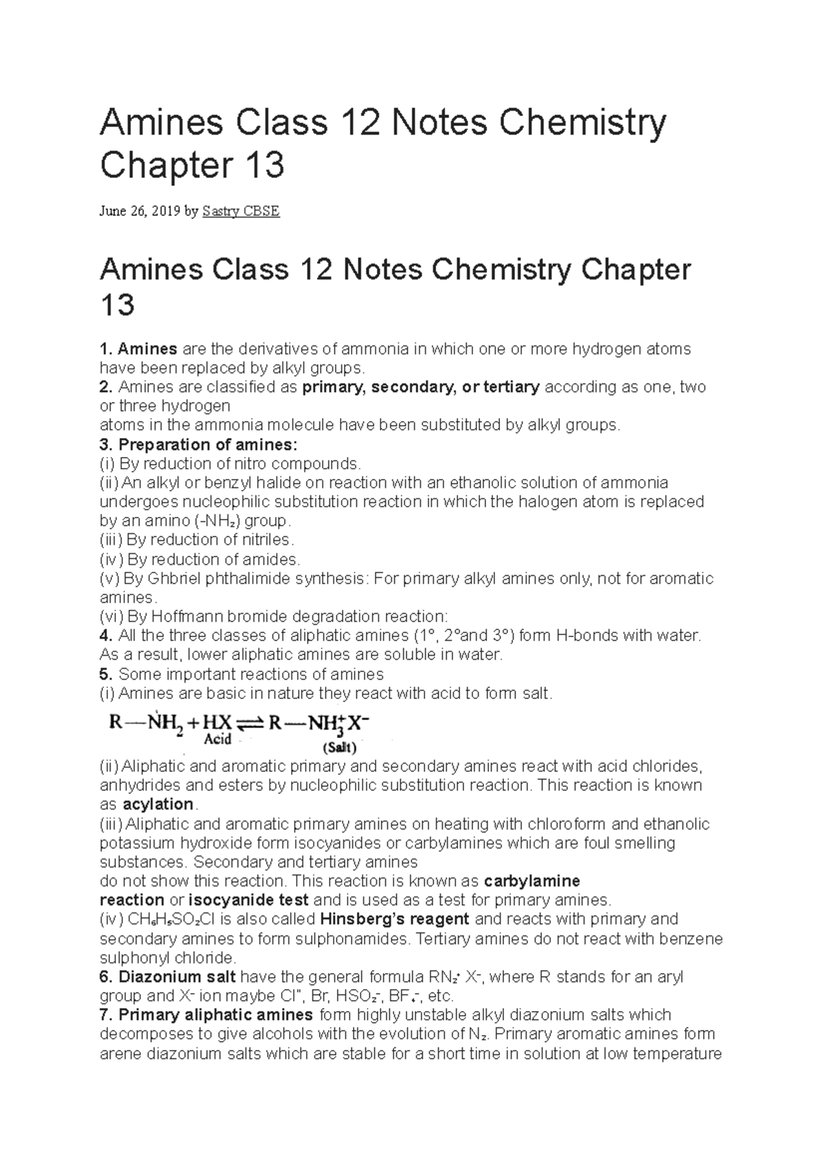 Amines Class 12 Notes Chemistry Chapter 13 - Amines are classified as ...