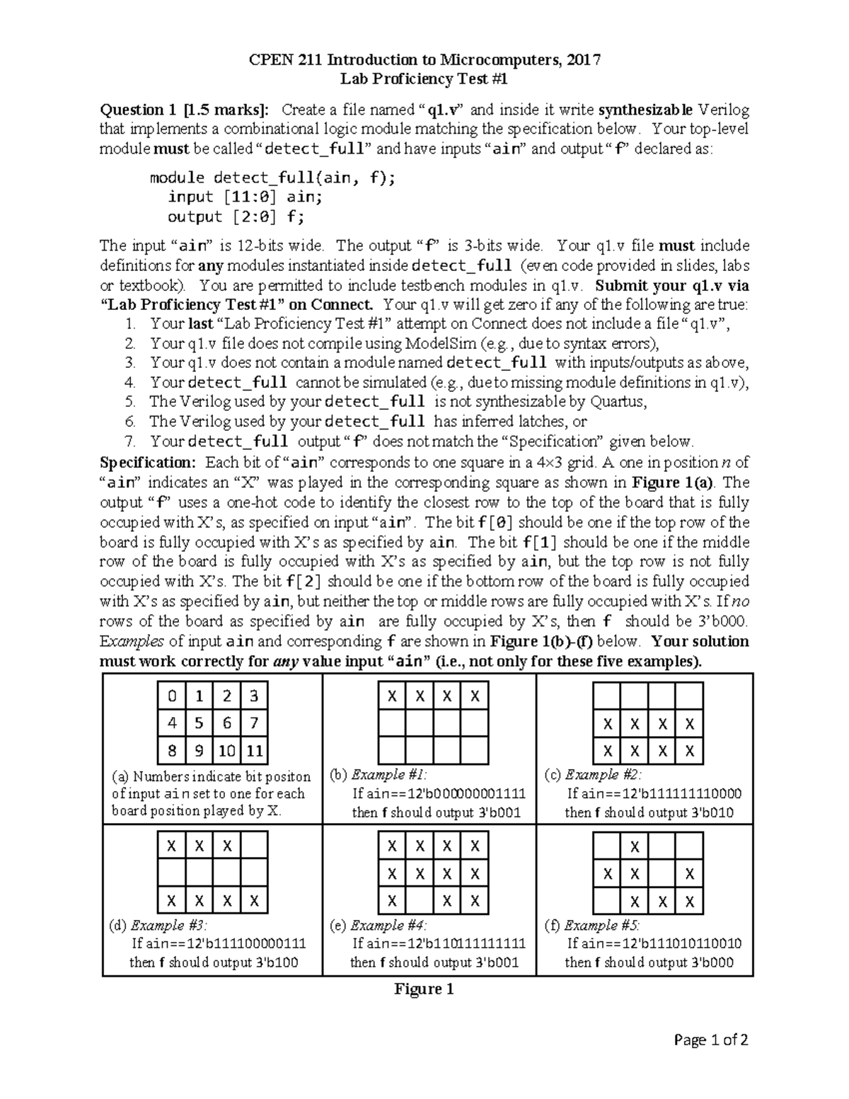 LPT-1, Question 1, 2017 - CPEN 211 Introduction to Microcomputers, 2017 ...