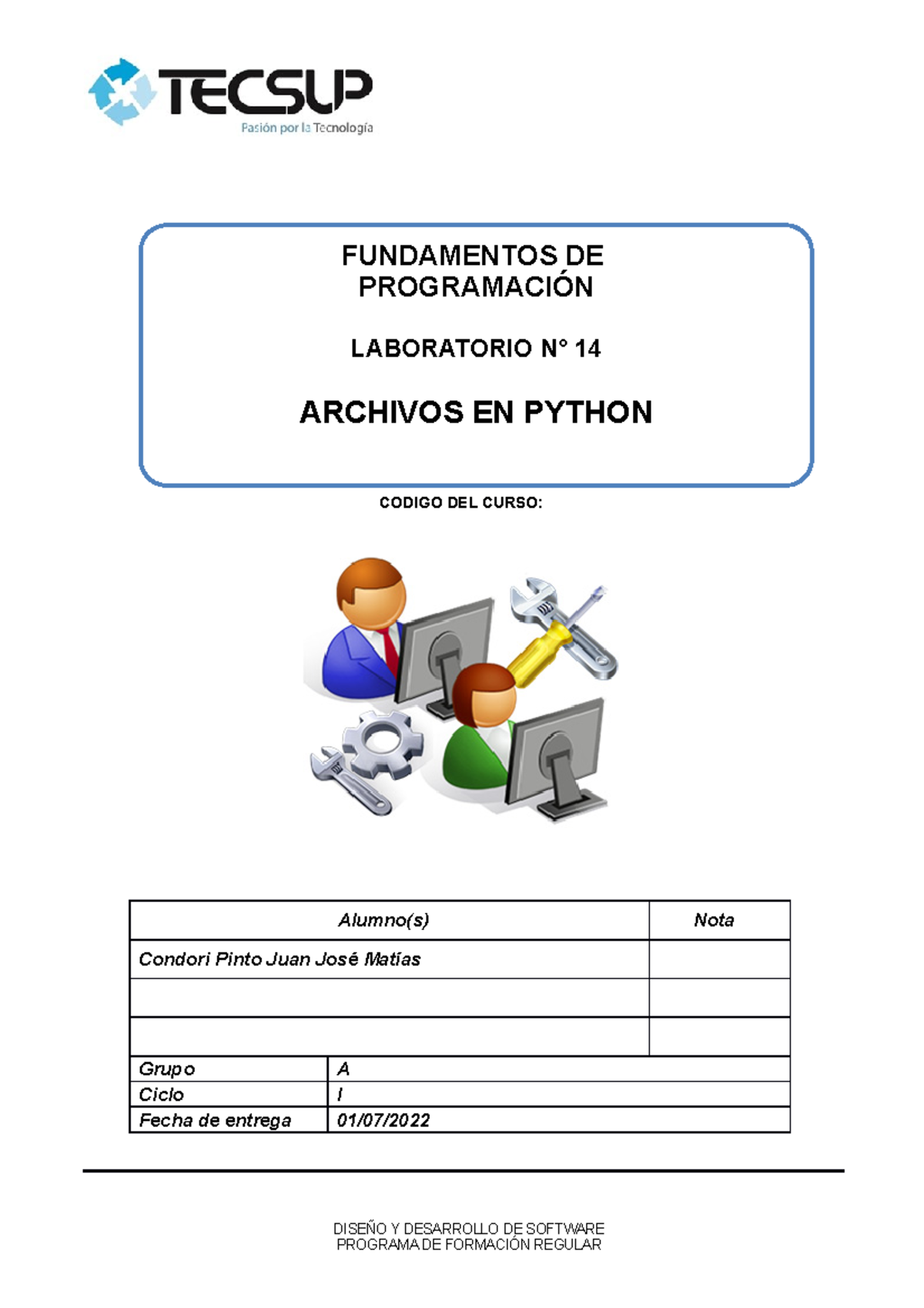 Lab 14 - Archivos en Python - CODIGO DEL CURSO: Alumno(s) Nota Condori ...