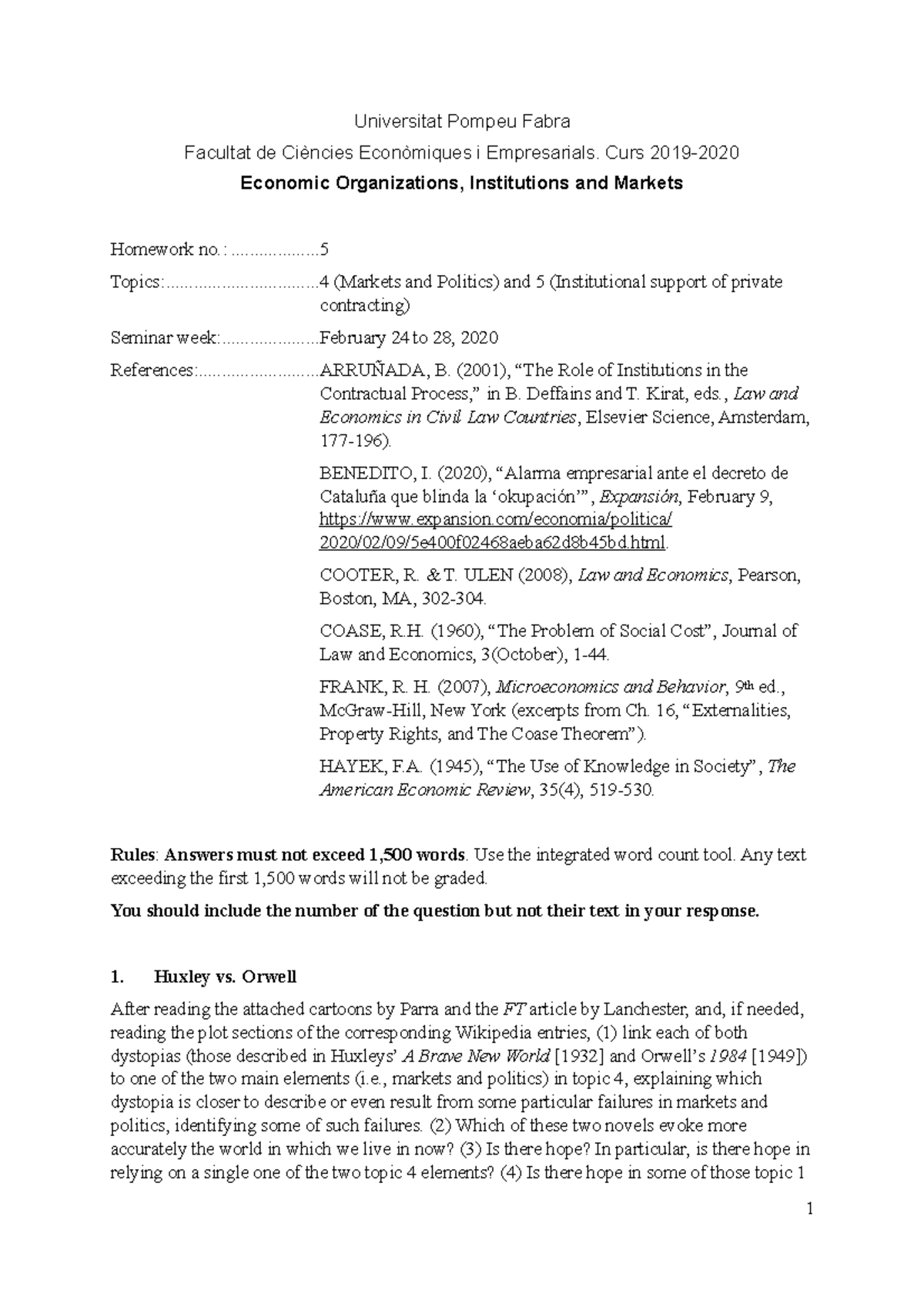 Problem set 5 - Universitat Pompeu Fabra Facultat de Ciències Econòmiques i Empresarials. Curs ...