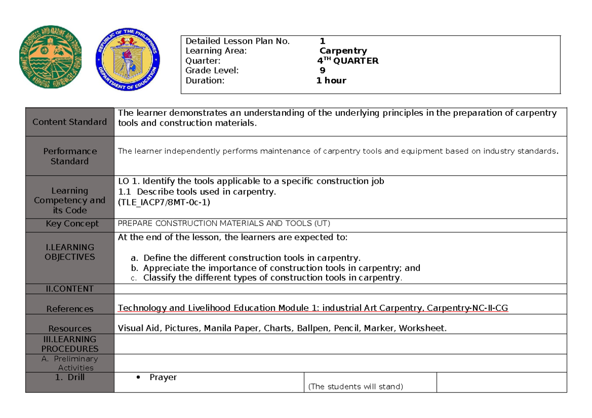 DLP- VIA 4A's - we need this for our report - Content Standard The ...