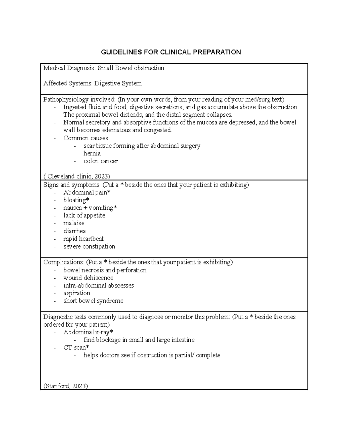 Small Bowel Obstruction Guideline - GUIDELINES FOR CLINICAL PREPARATION ...