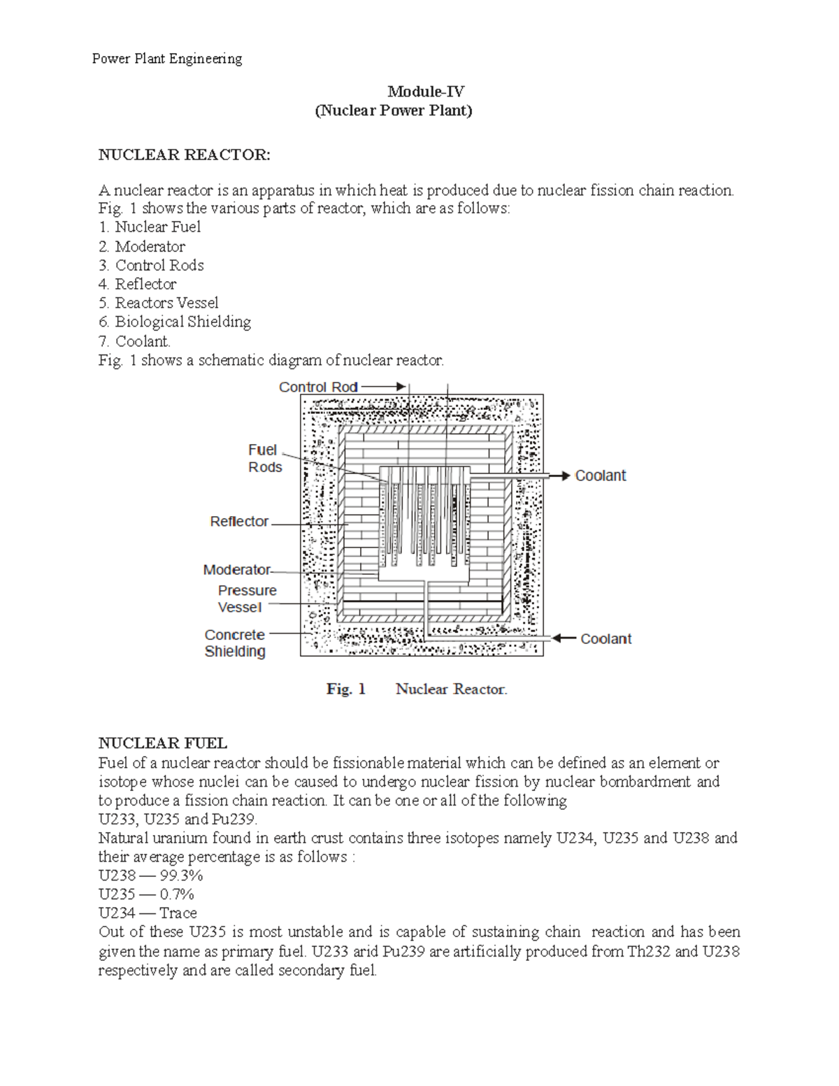 Unit 4 - Nuclear Power Plant - Power Plant Engineering NUCLEAR REACTOR ...