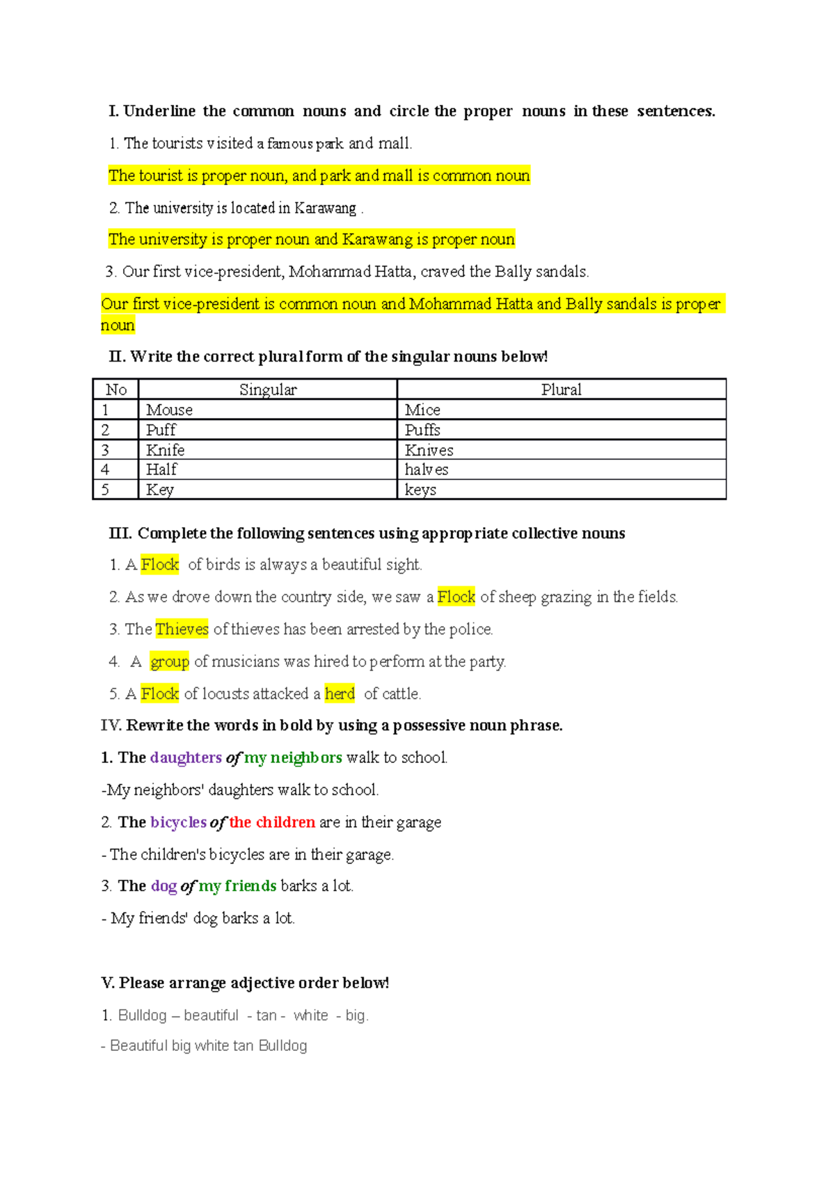 27 - TASK - I. Underline the common nouns and circle the proper nouns ...