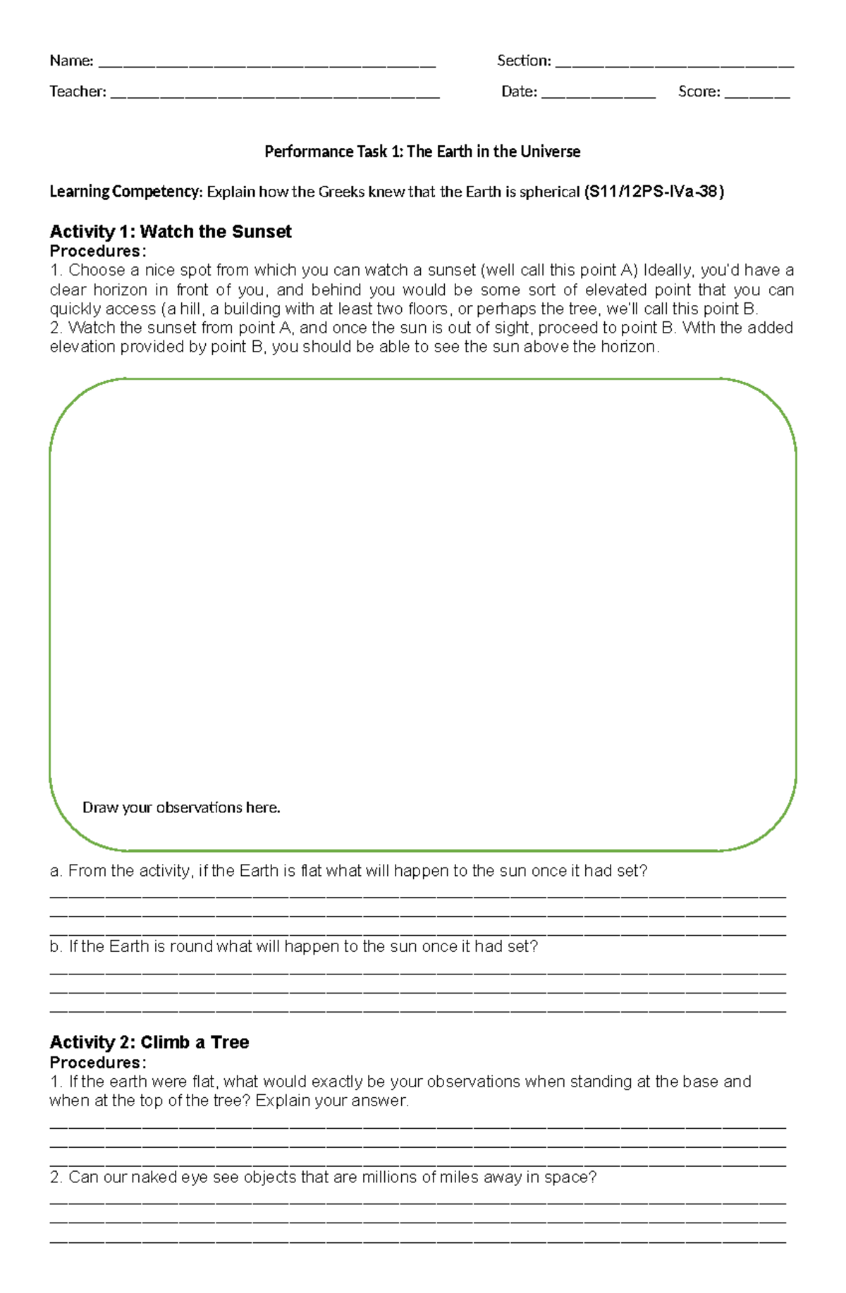 Performance Task #1 - GUIDE - Name ...