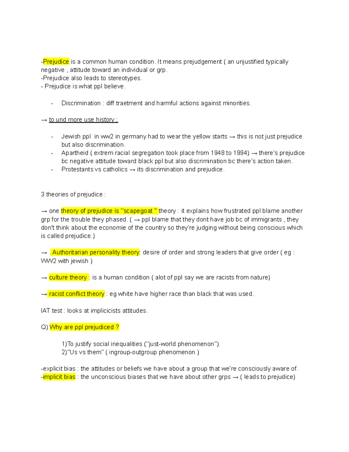 Prejudice hps110 - tutorial notes -Prejudice is a common human ...