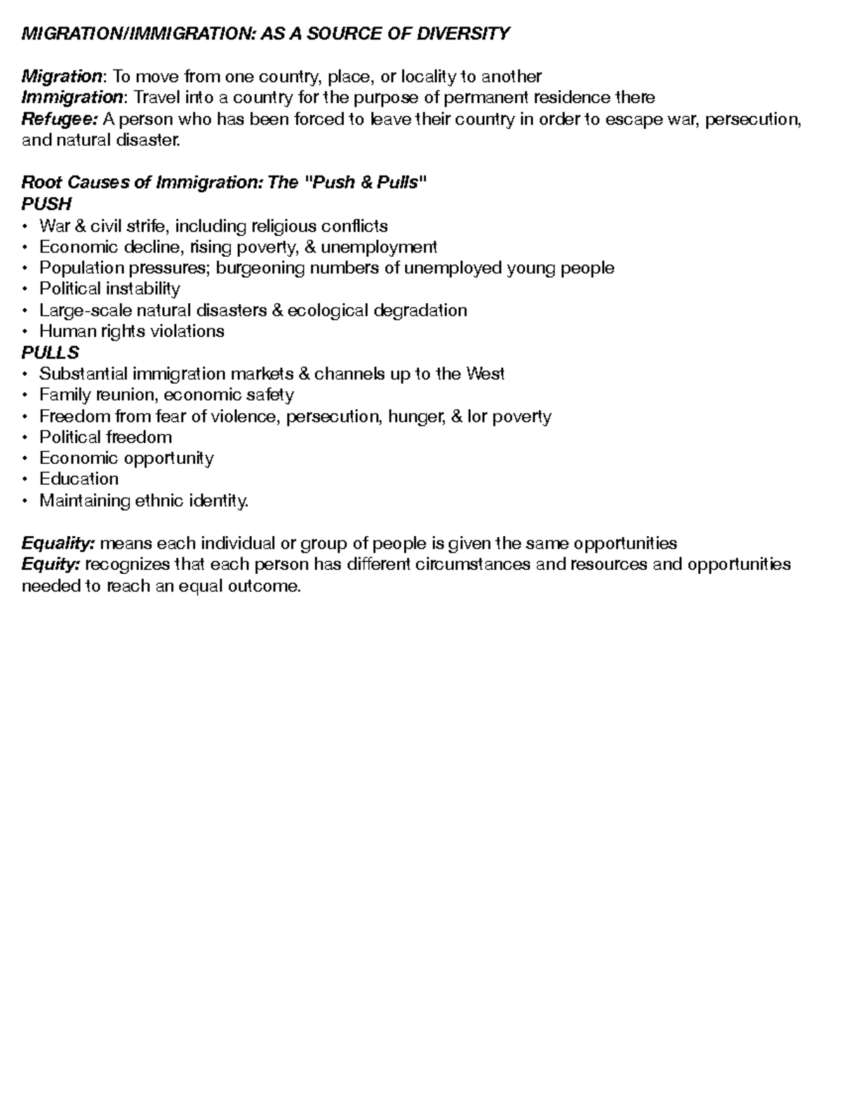 COM-263 Lecture Notes - MIGRATION/IMMIGRATION: AS A SOURCE OF DIVERSITY ...