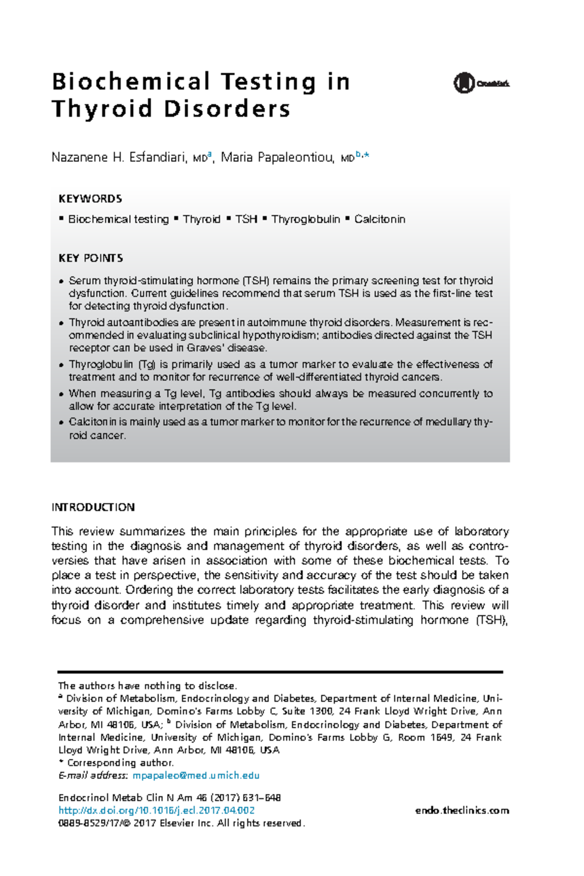 Biochemical Testing in Thyroid Disorders - B i o c h e m i c a l Test i ...