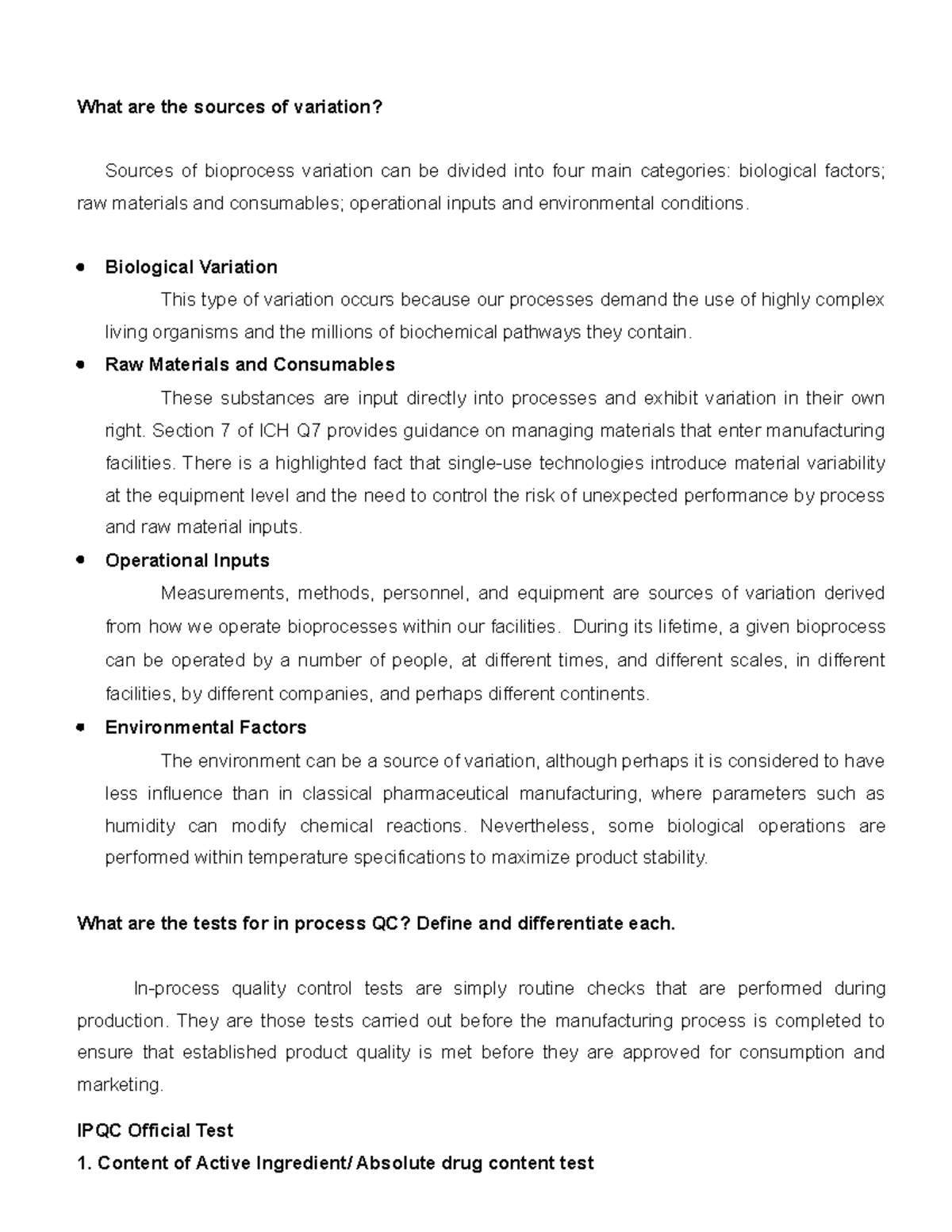 Source of Variation - What are the sources of variation? Sources of ...