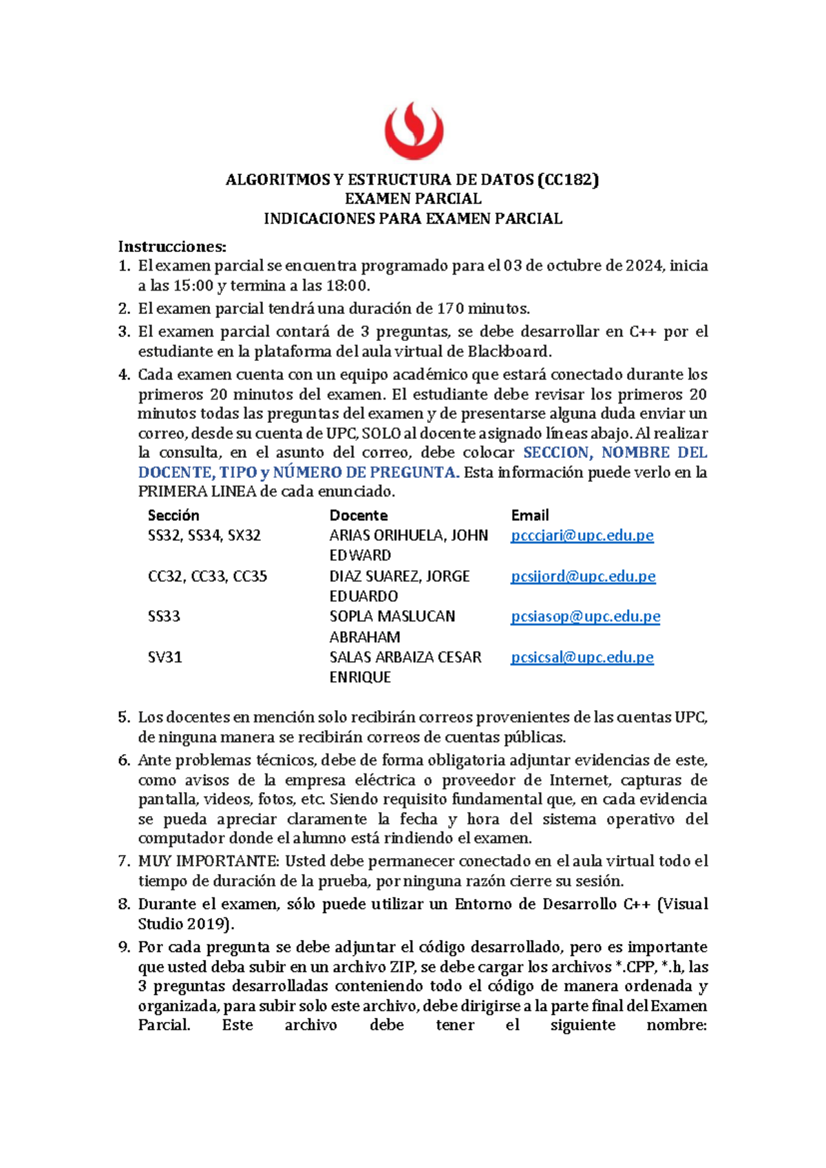 Indicaciones Para Examen Parcial De Algoritmos Y Estructuras De Datos 2024 2 Algoritmos Y