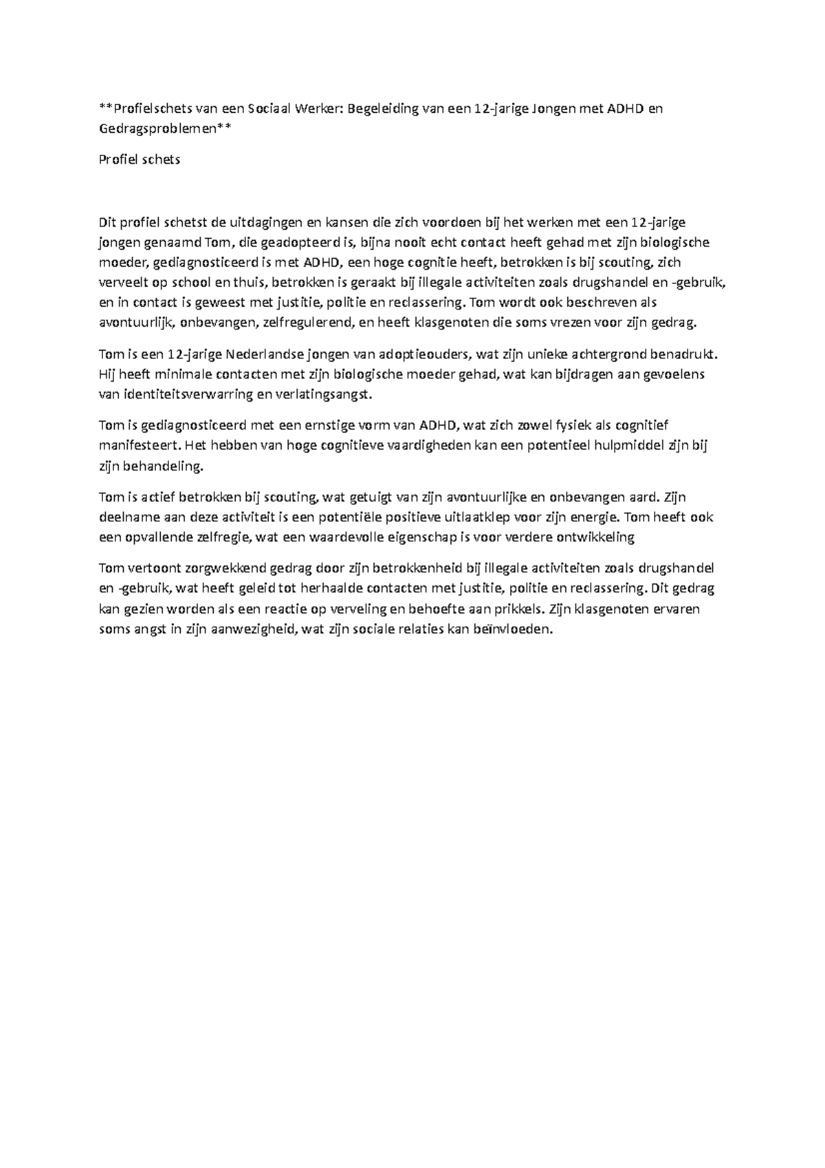 Profielschets van BSW periode 1 1e leerjaar toets - Profielschets van ...