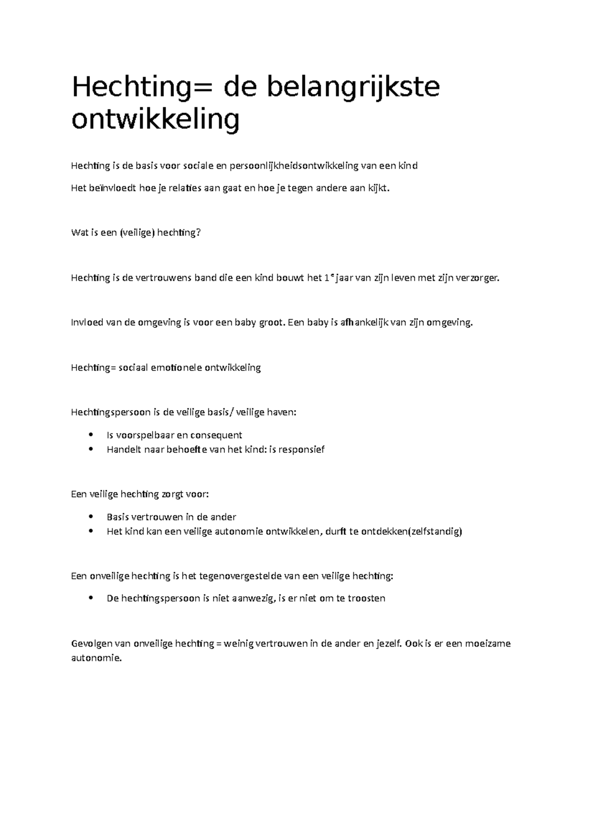 Veilige en onveilige hechting- Type onveilige hechting- Praktische ...