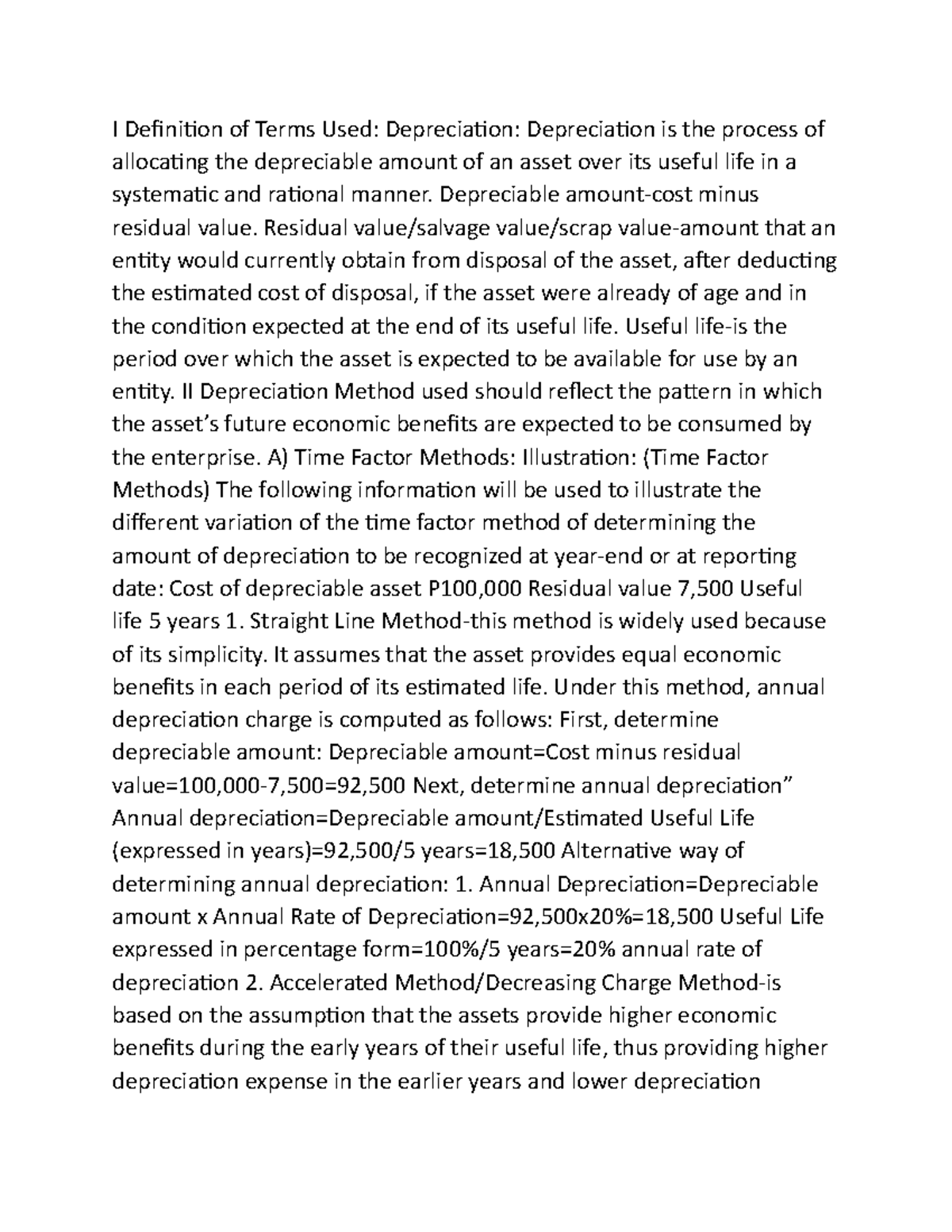 1 - CHRISTIAN SANTOS - I Definition of Terms Used: Depreciation ...