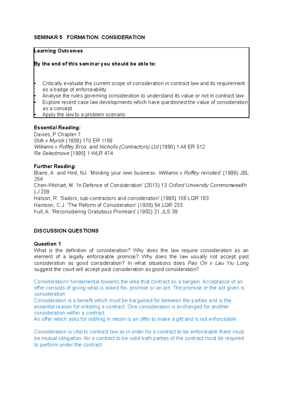 Seminar 5 Formation - SEMINAR 5 FORMATION: CONSIDERATION Learning ...