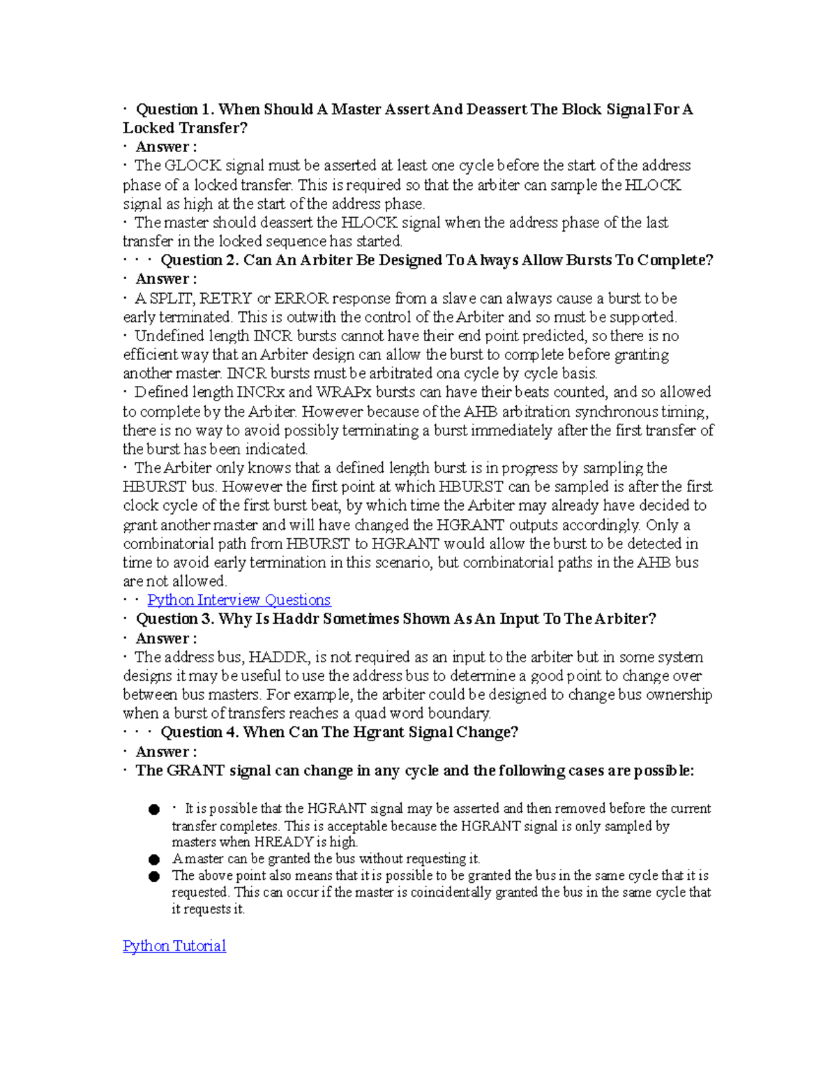 AXI AHB questions-4 - · Question 1. When Should A Master Assert And ...