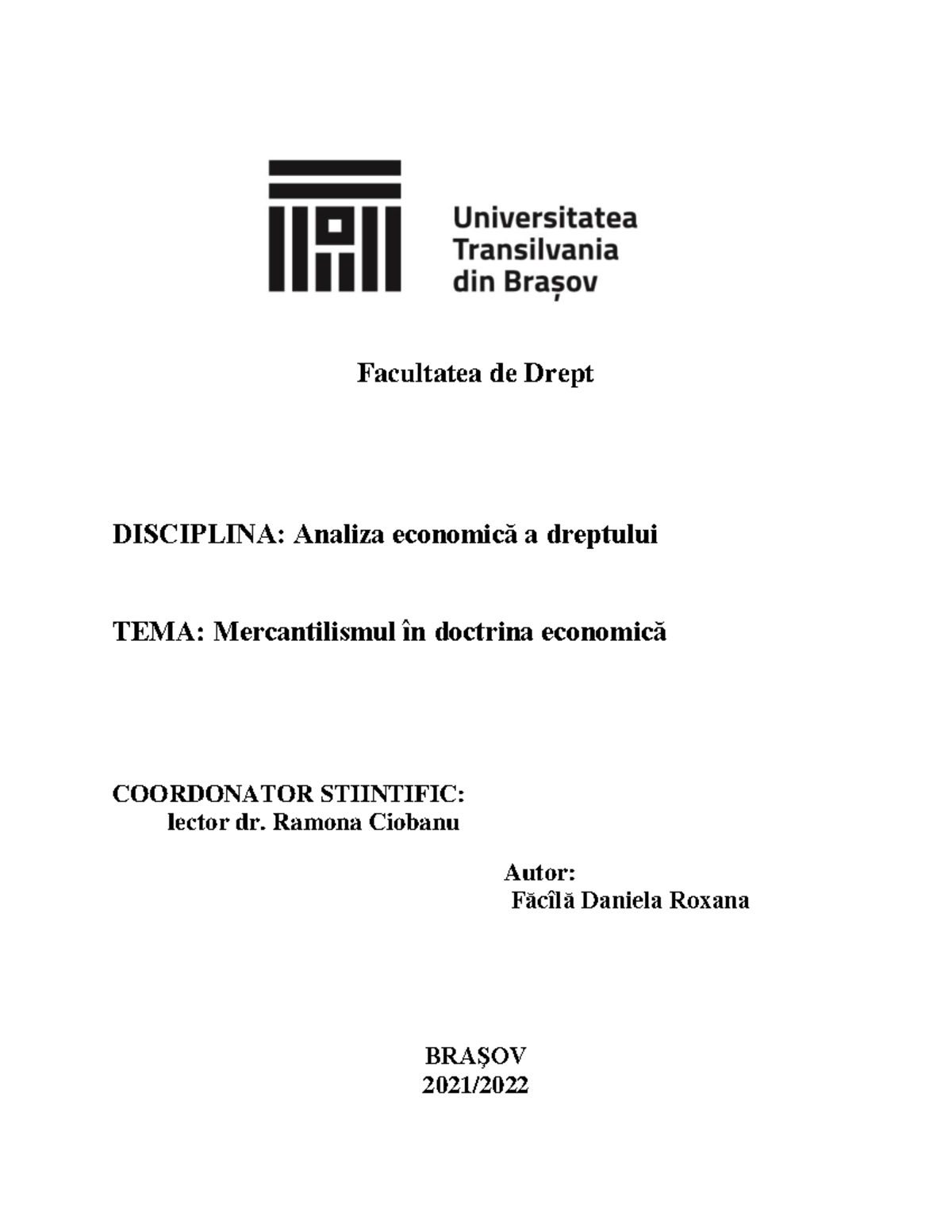 Mercantilismul în doctrina economică - proiect power point - Facultatea ...