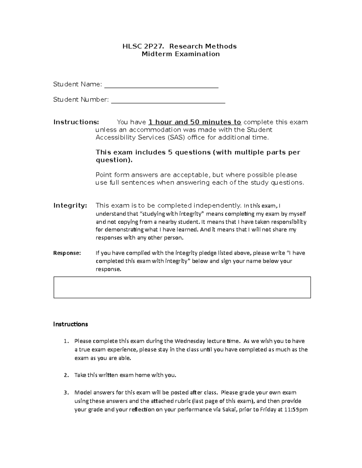 Blank midterm lecture note one grade twelve chemistry - HLSC 2P27 ...