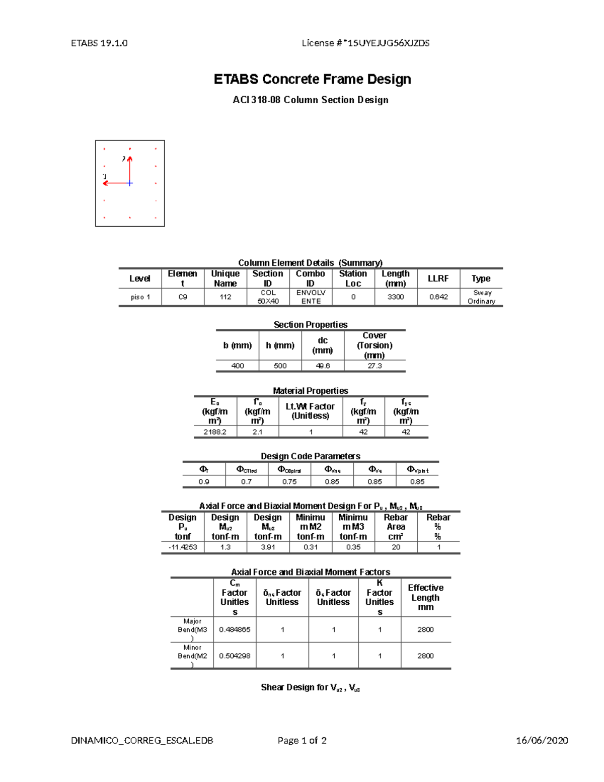 Eje f y 3 - ETABS 19.1 License #*15UYEJUG56XJZDS ETABS Concrete Frame ...