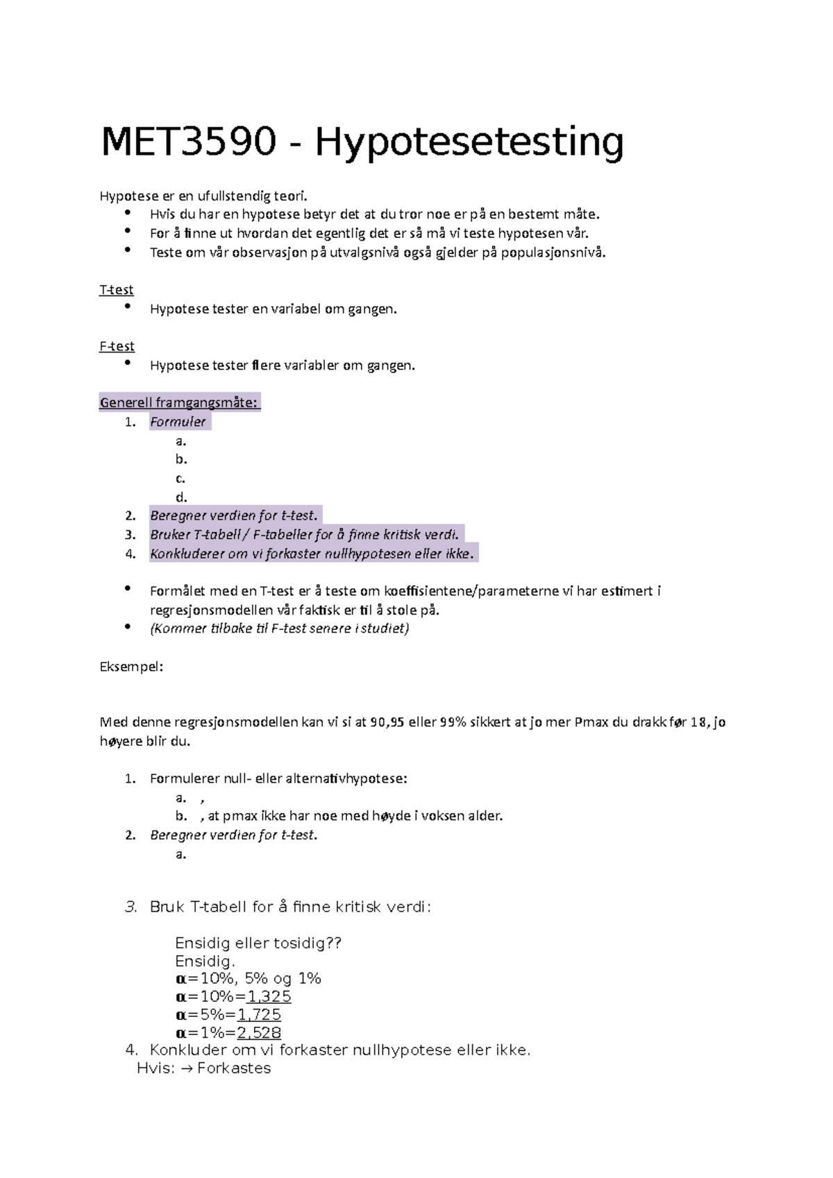 MET3590 Hypotesetesting - MET3590 - Hypotesetesting Hypotese er en ...