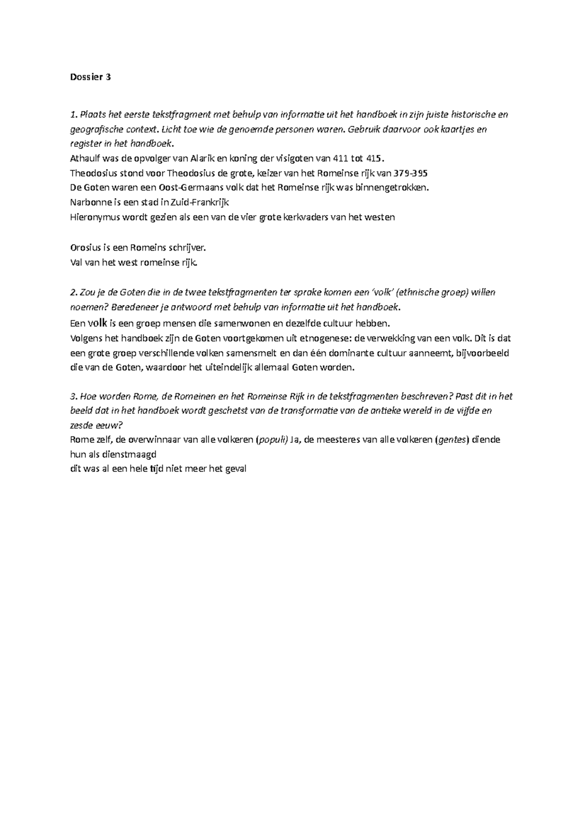 Dossier 3 - Dossier 3 Plaats het eerste tekstfragment met behulp van ...