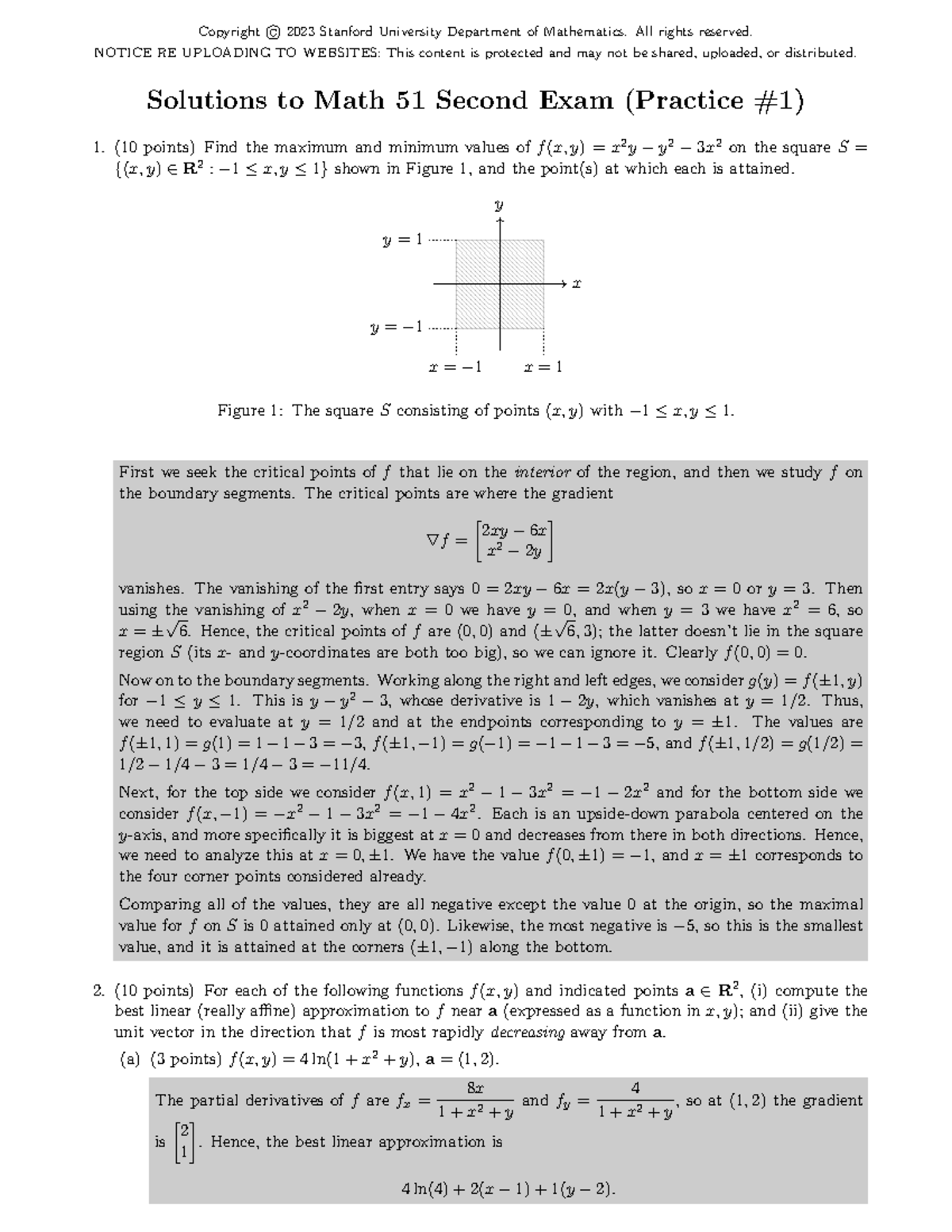 Exam2prac1sol - Midterm 2 Practice Exam 1 Solutions - NOTICE RE ...