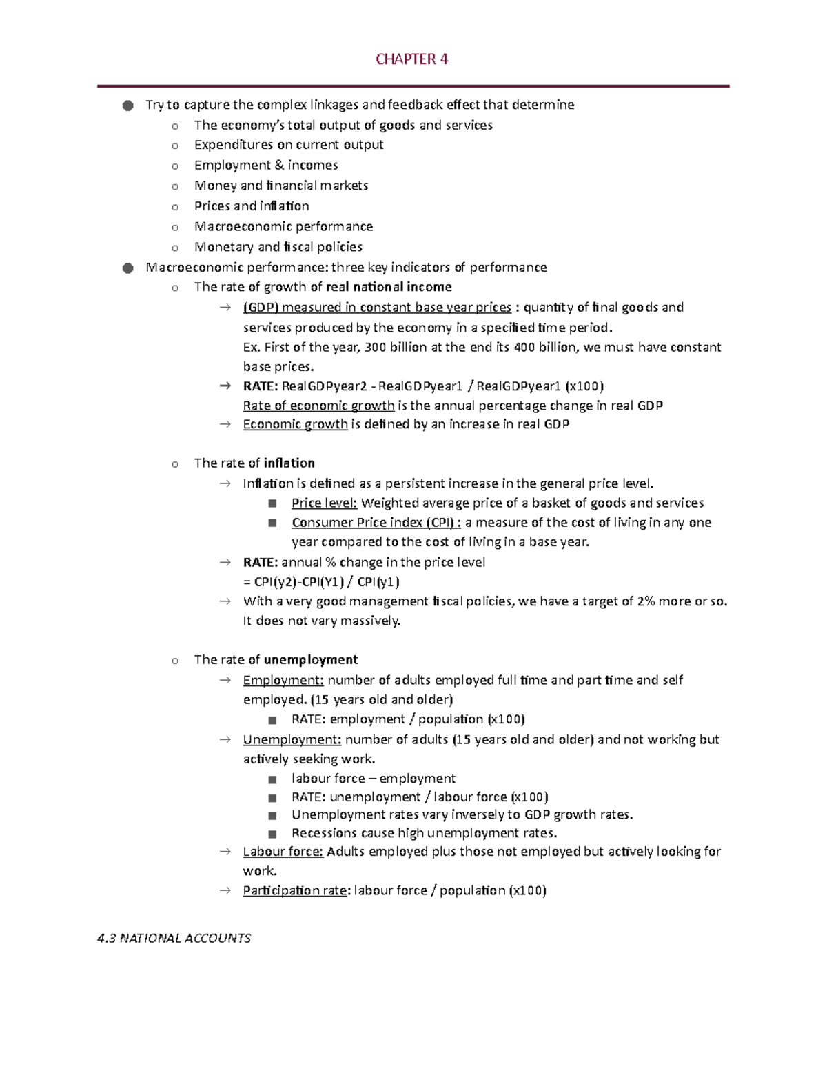 ECON 203 - Lecture notes 4,5,6,7 - CHAPTER 4 Try to capture the complex ...