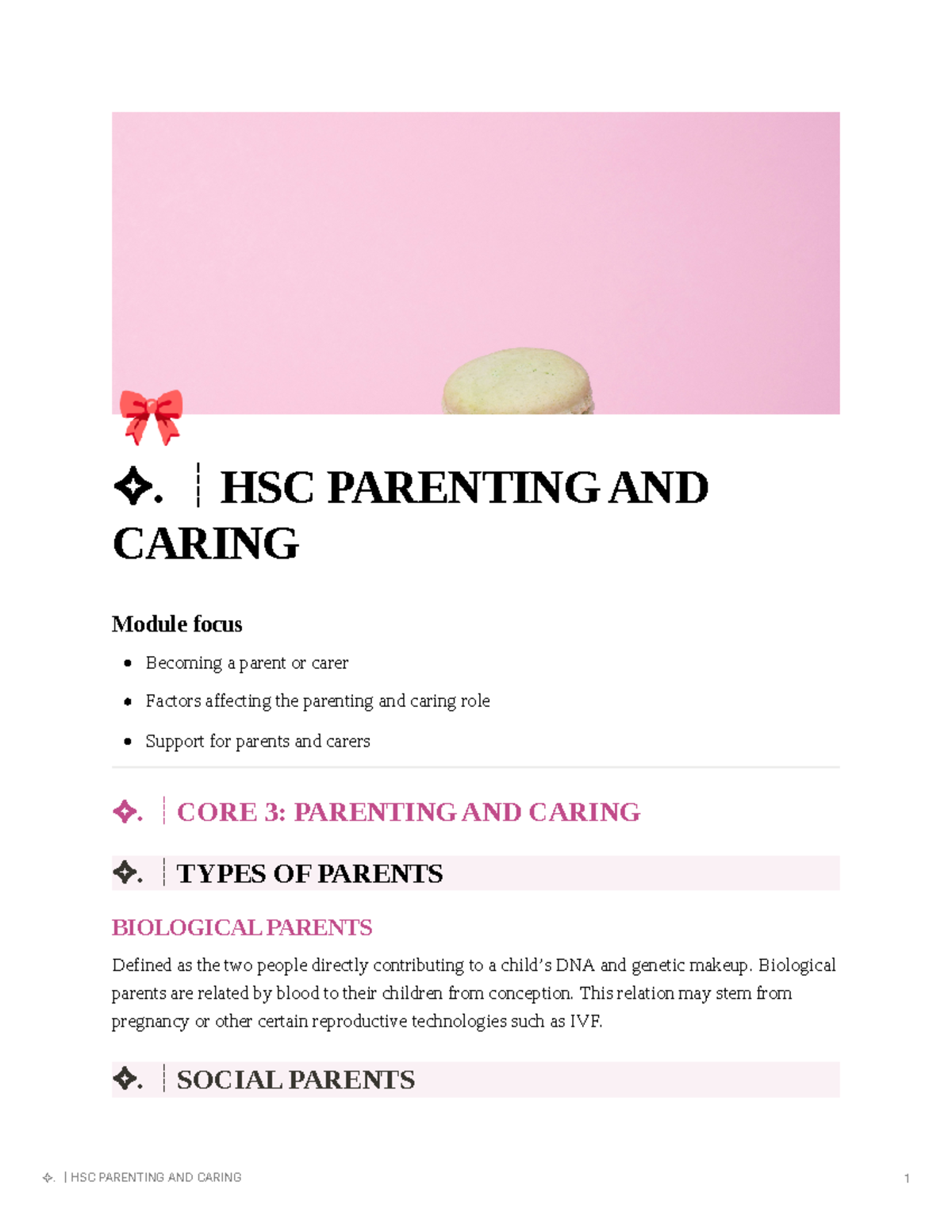 Parenting and Caring HSC study notes - 🎀 . ┊HSC PARENTING AND CARING ...