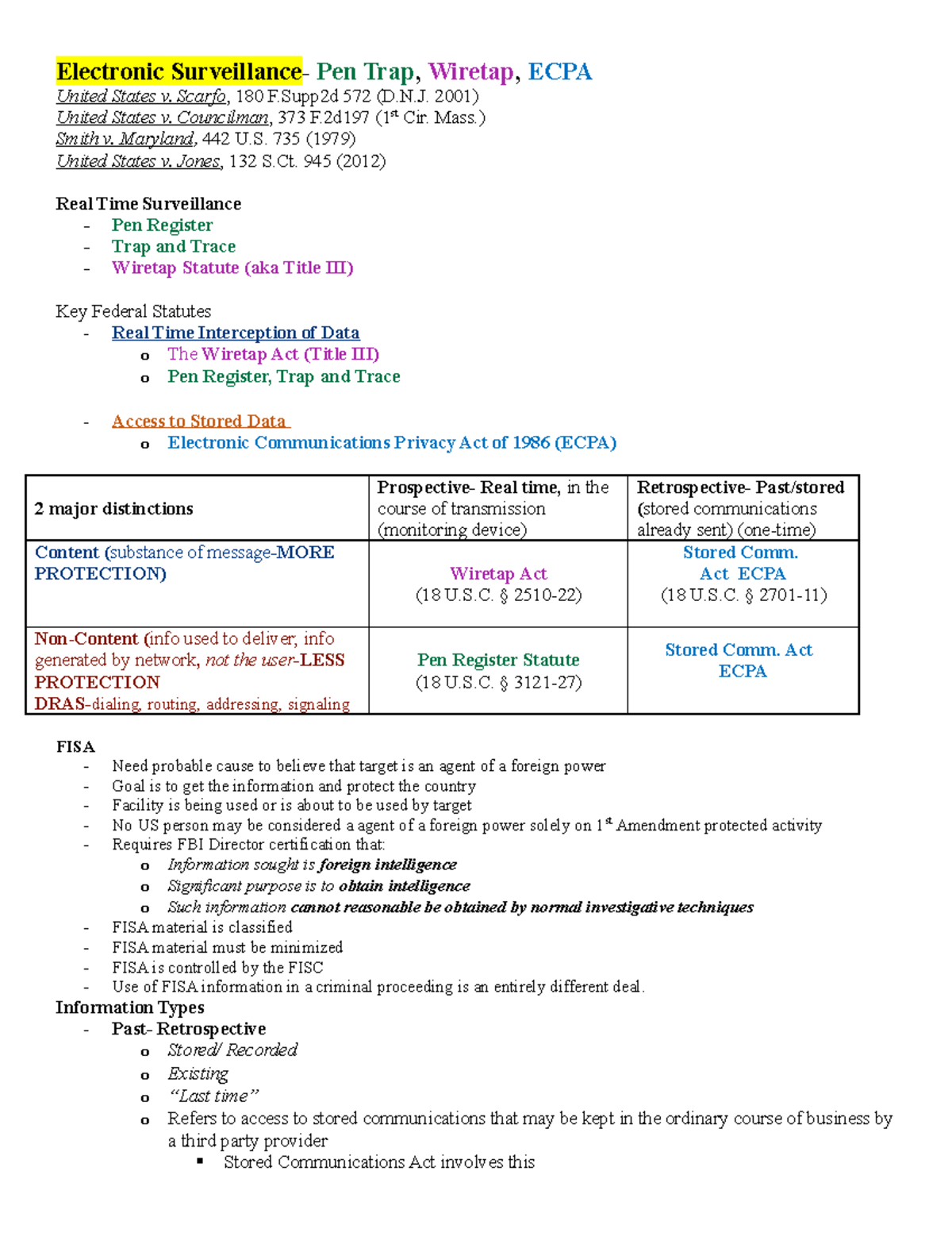 Electronic Surveillance- pen trap, wiretap, ECPA - Electronic Pen Trap ...