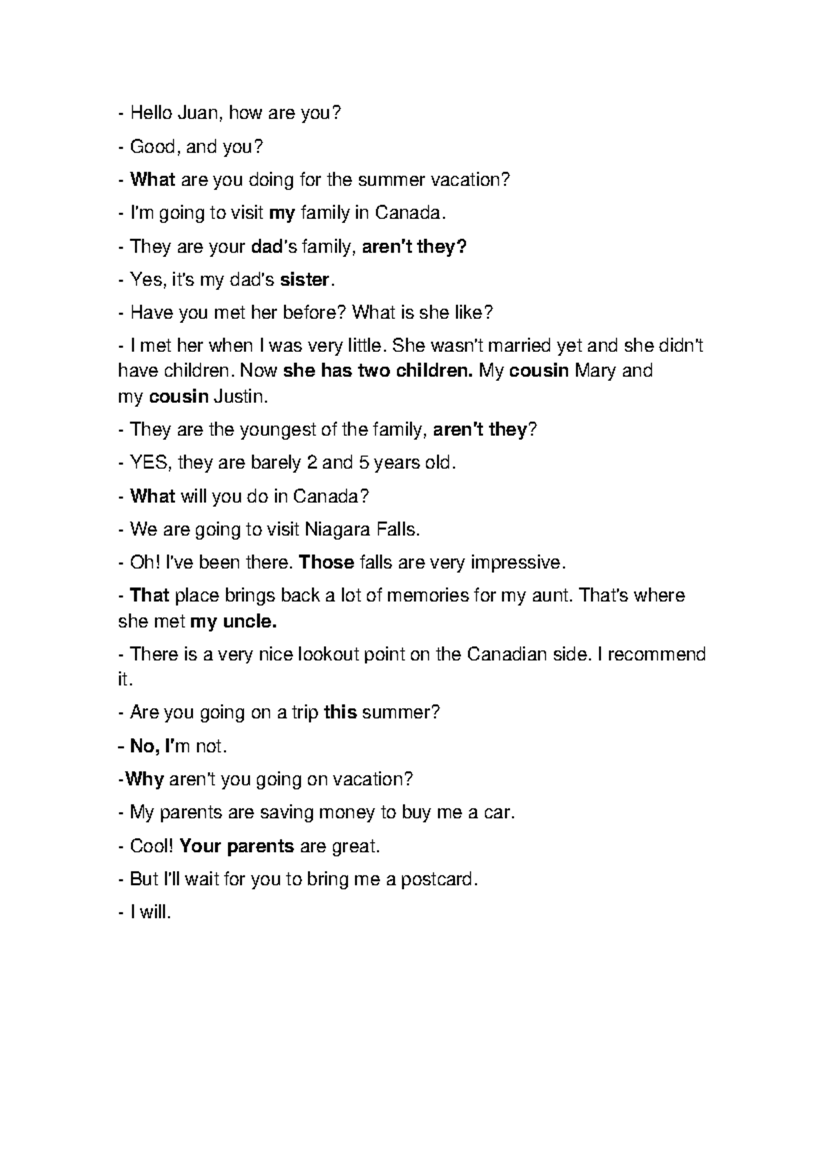 Tarea ingles - Realiza una conversacion con tu compañero referente a lo ...