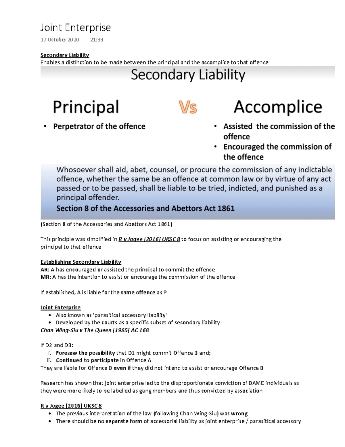 Joint Enterprise - Includes all relevant notes from the above lecture ...