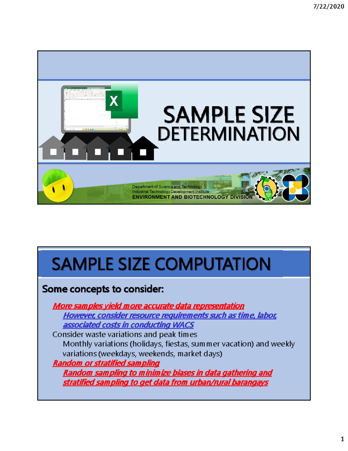 4 Sample Size Determination - SAMPLE SIZE DETERMINATION X SAMPLE SIZE ...
