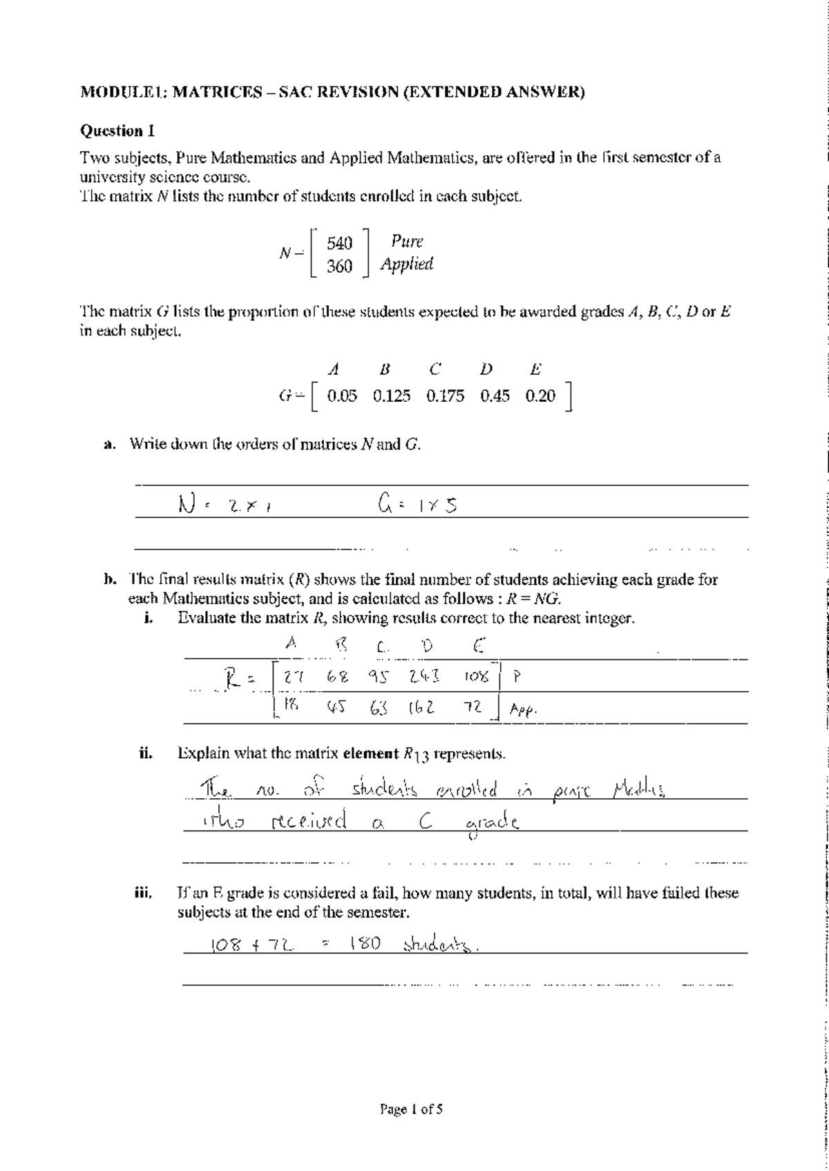 Module 1 Matrices SAC Revision(extra) solutions - MODULE1: MATRICES SAC ...