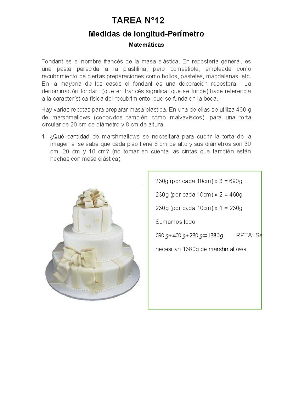 SCIU-178 Tarea U012 - Medidas de longitud-Perímetro Matemáticas Fondant ...