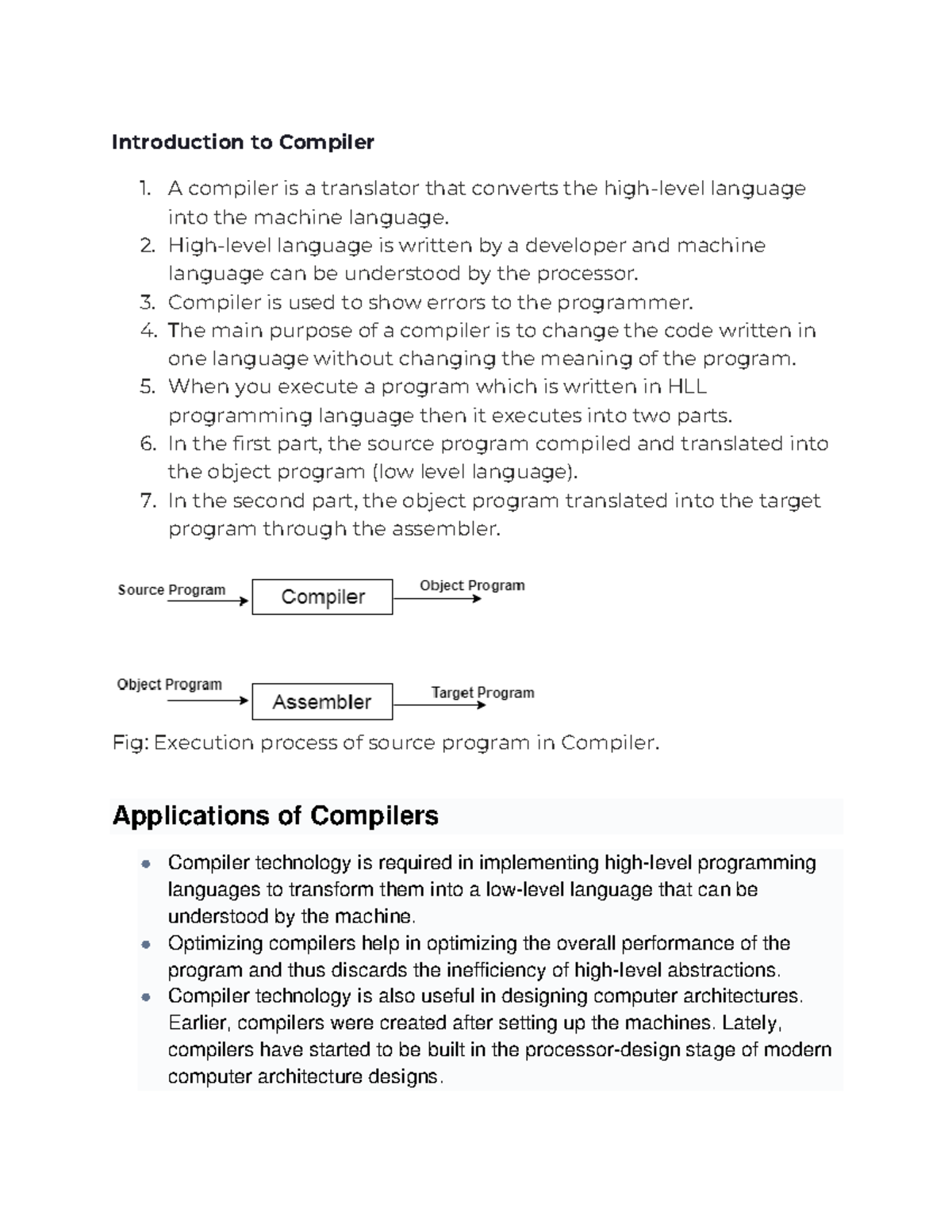 Mc unit 1 - its good in master of cs - Introduction to Compiler 1. A compiler is a translator ...