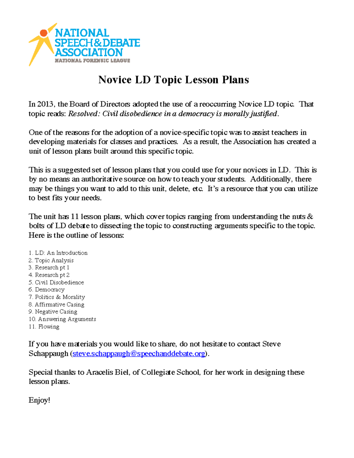 Lincoln Douglas Debate Novice Lesson Plans - Novice LD Topic Lesson ...