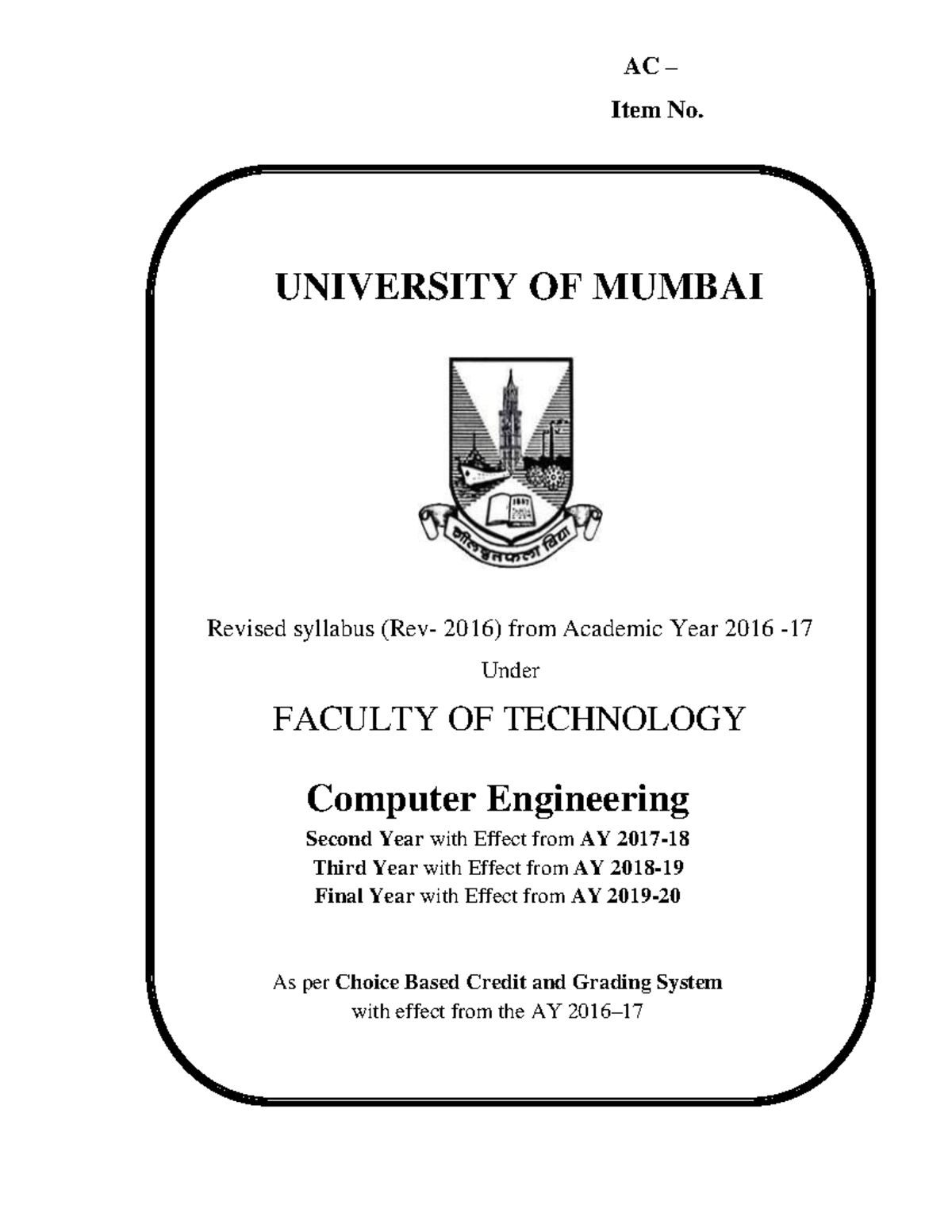 07 computer engineering syllabus sem vii mumbai university - AC – Item ...