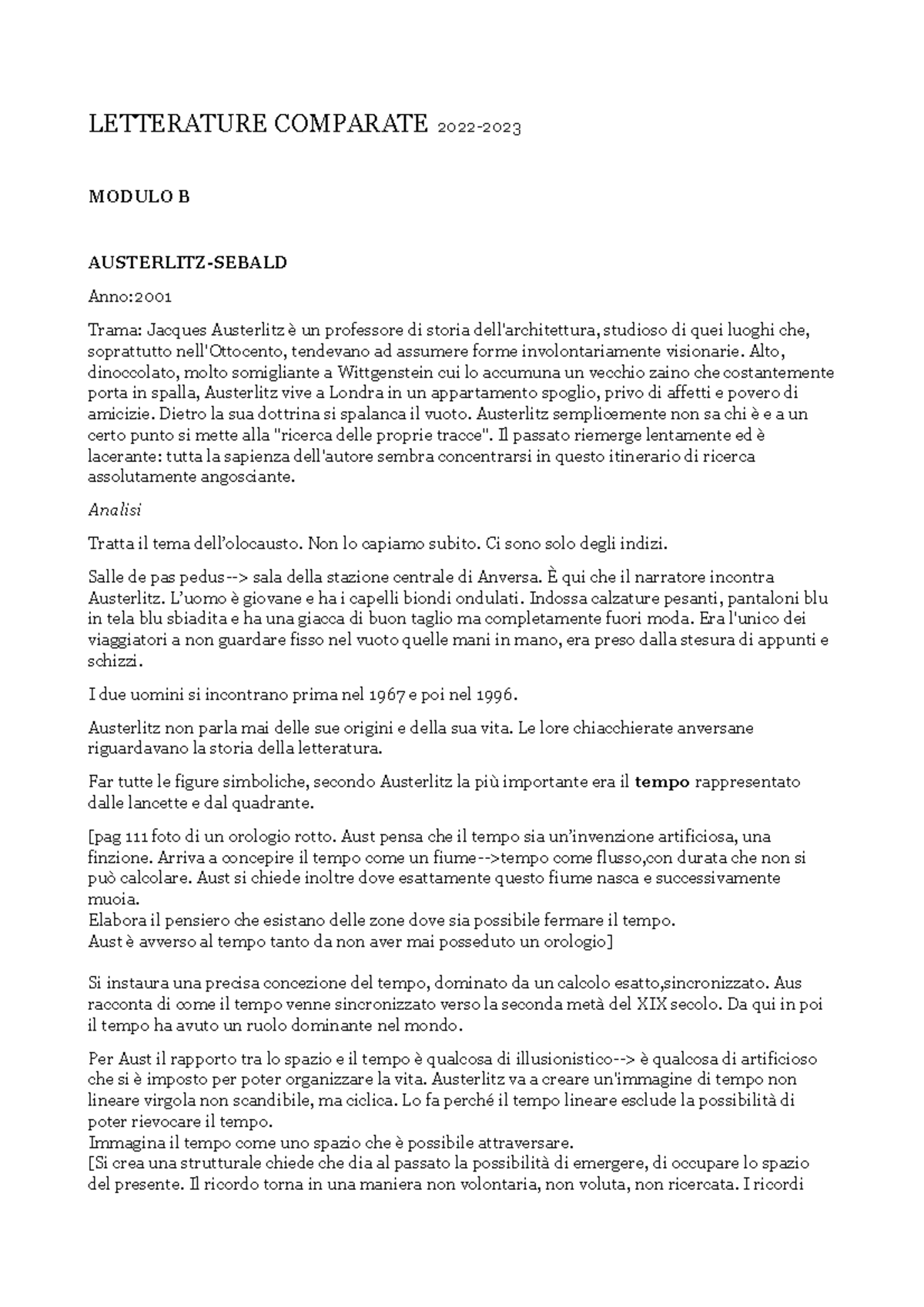 Letterature comparate modulo B - LETTERATURE COMPARATE 2022- MODULO B ...