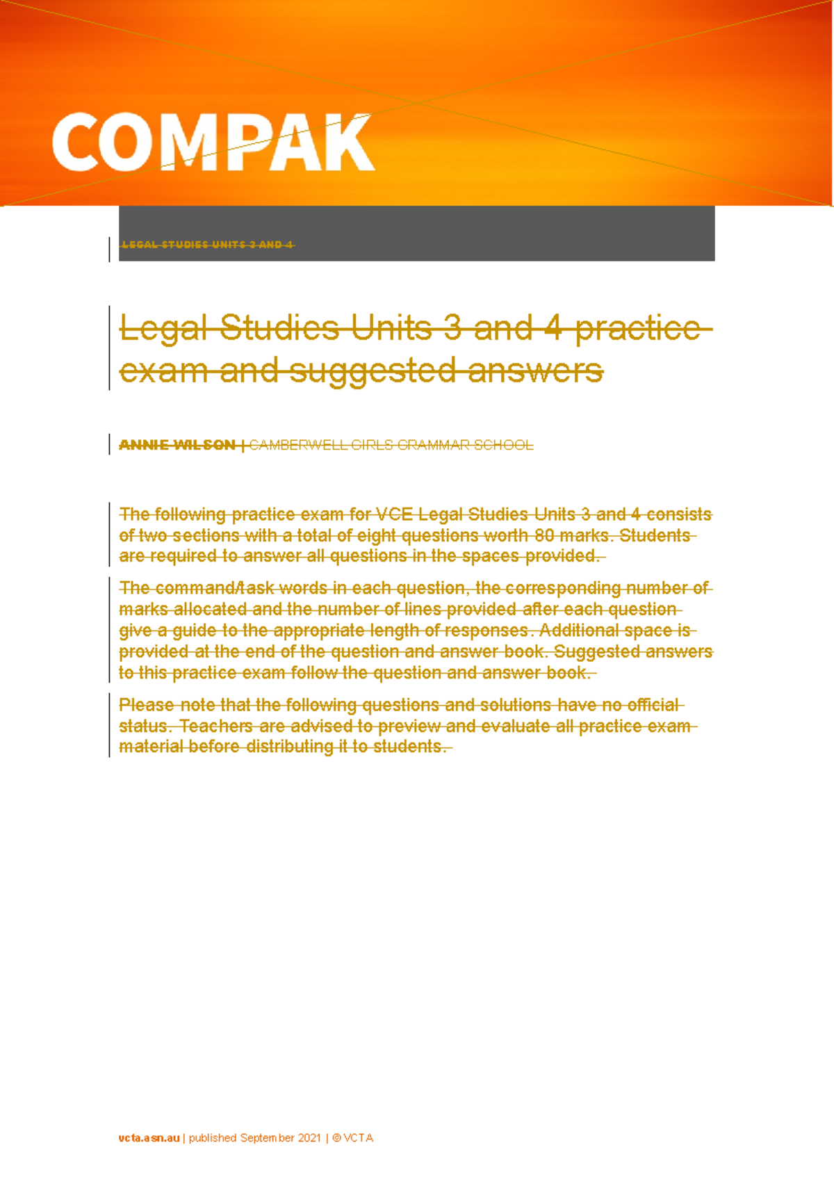 2021 VCTA - Qs only Legal Studies Practice Exam Q's - LEGAL STUDIES ...