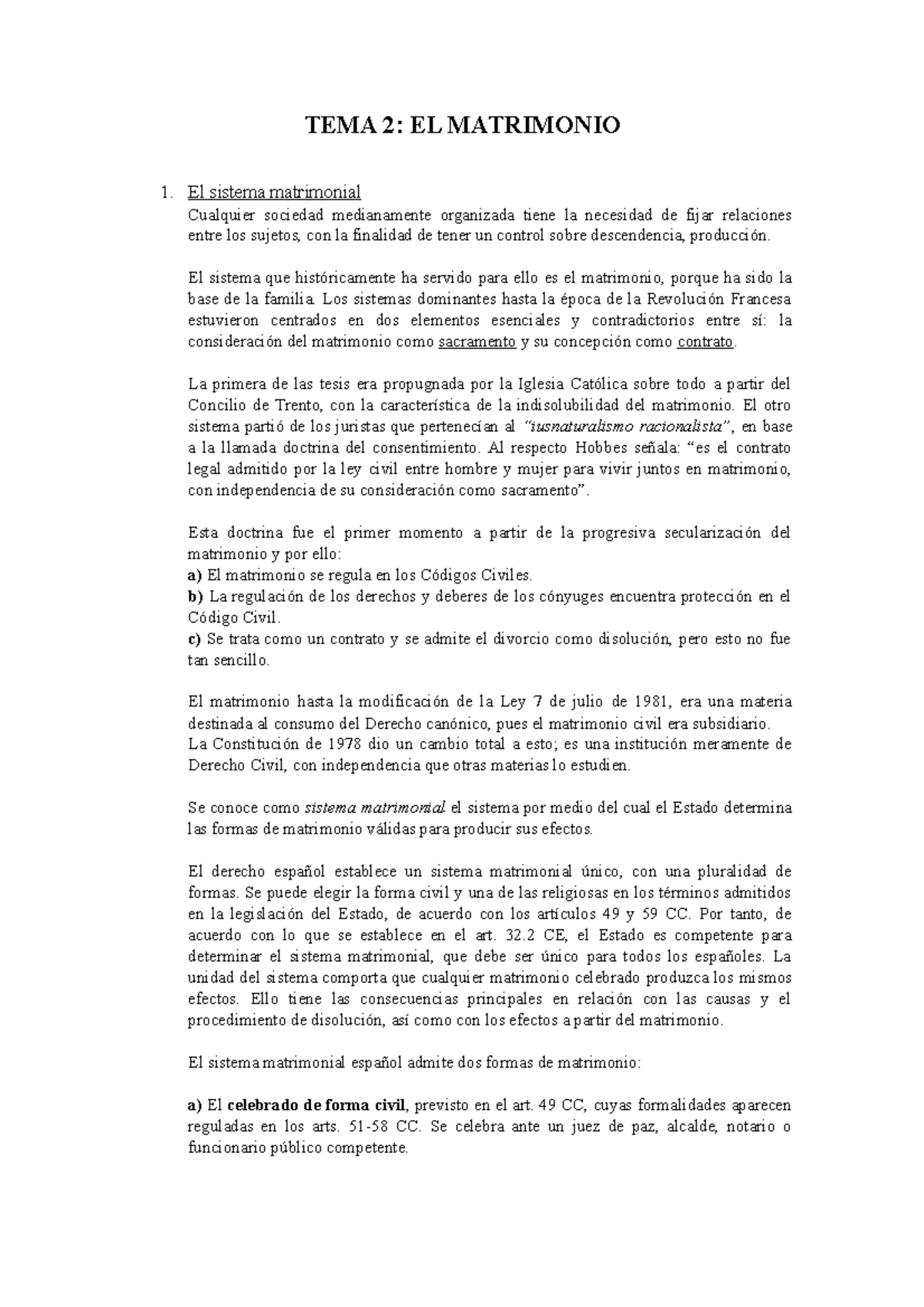 Tema 2 - El matrimonio - TEMA 2: EL MATRIMONIO 1. El sistema ...