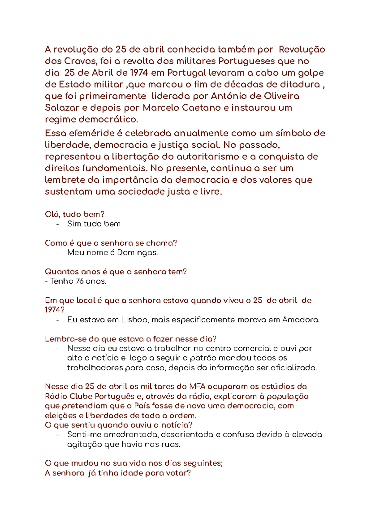 Documento sem nome - bom estudo - A revolução do 25 de abril conhecida ...