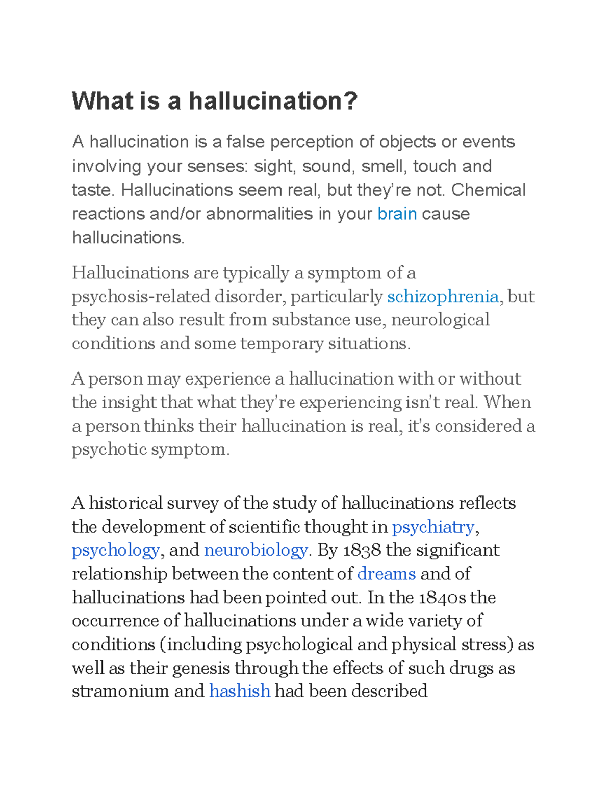 What is a hallucination - Hallucinations seem real, but they’re not ...