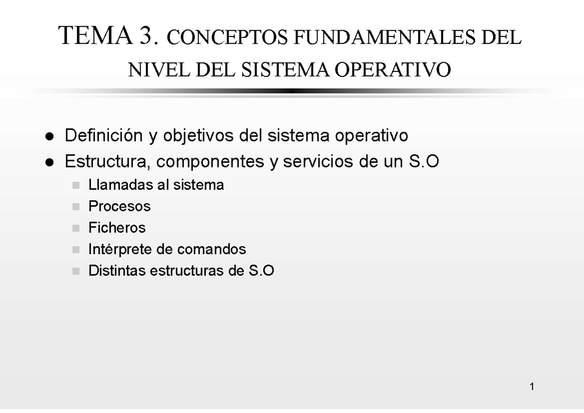 Tema3-Conceptos Fundamentales del Nivel del SO - TEMA 3. CONCEPTOS FUNDAMENTALES DEL NIVEL DEL ...