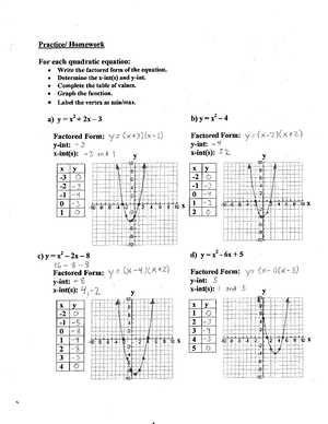 Mfm2p graphingquadraticequations soln 2-2 - Math 121.3 - Studocu