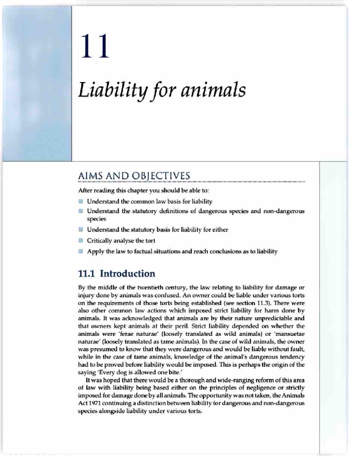 Liability for animals - Law of tort - Law of Torts - Studocu