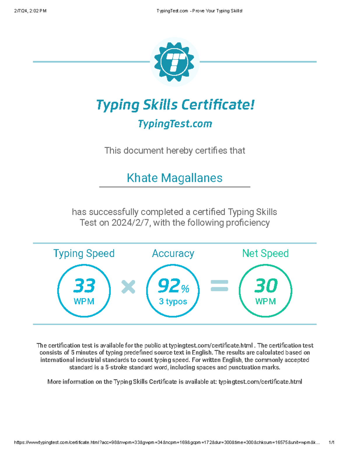Typing Test.com - Prove Your Typing Skills - 2/7/24, 2:02 PM TypingTest ...